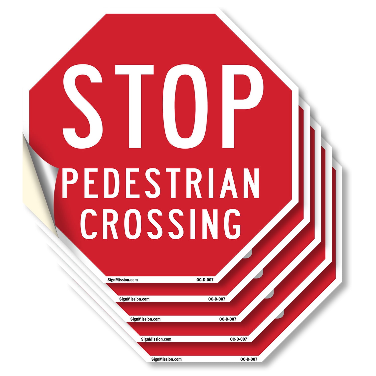 Stop Pedestrian Crossing (5 Pack) 6 inch X 6 inch Octagon Vinyl Label ...