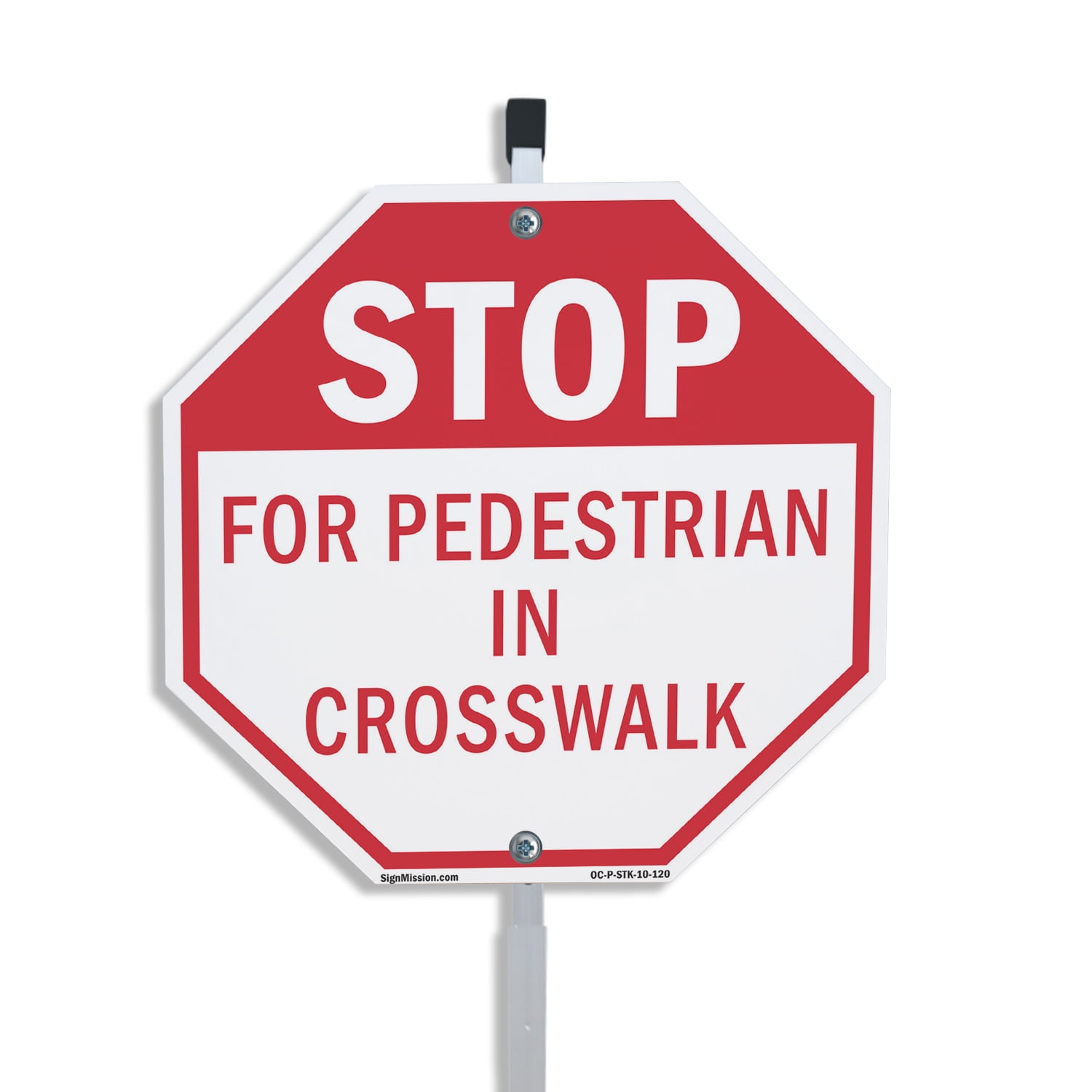 Stop For Pedestrian in Crosswalk 10 inch X 10 inch Octagon Plastic Sign ...