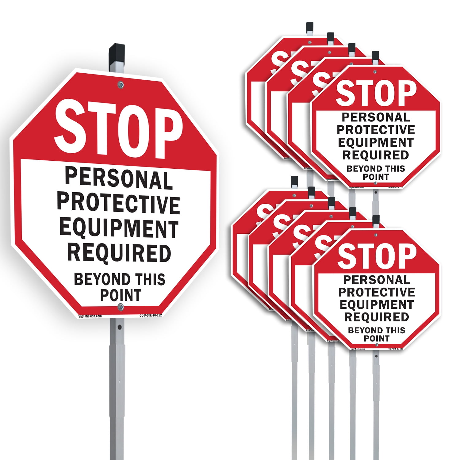 Stop Personal Protective Equipment Required Beyond This Point (10 Pack) 10 inch X 10 inch ...