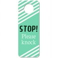 Stop! Please Knock Teal with White Stripes Plastic Door Knob Hanger ...