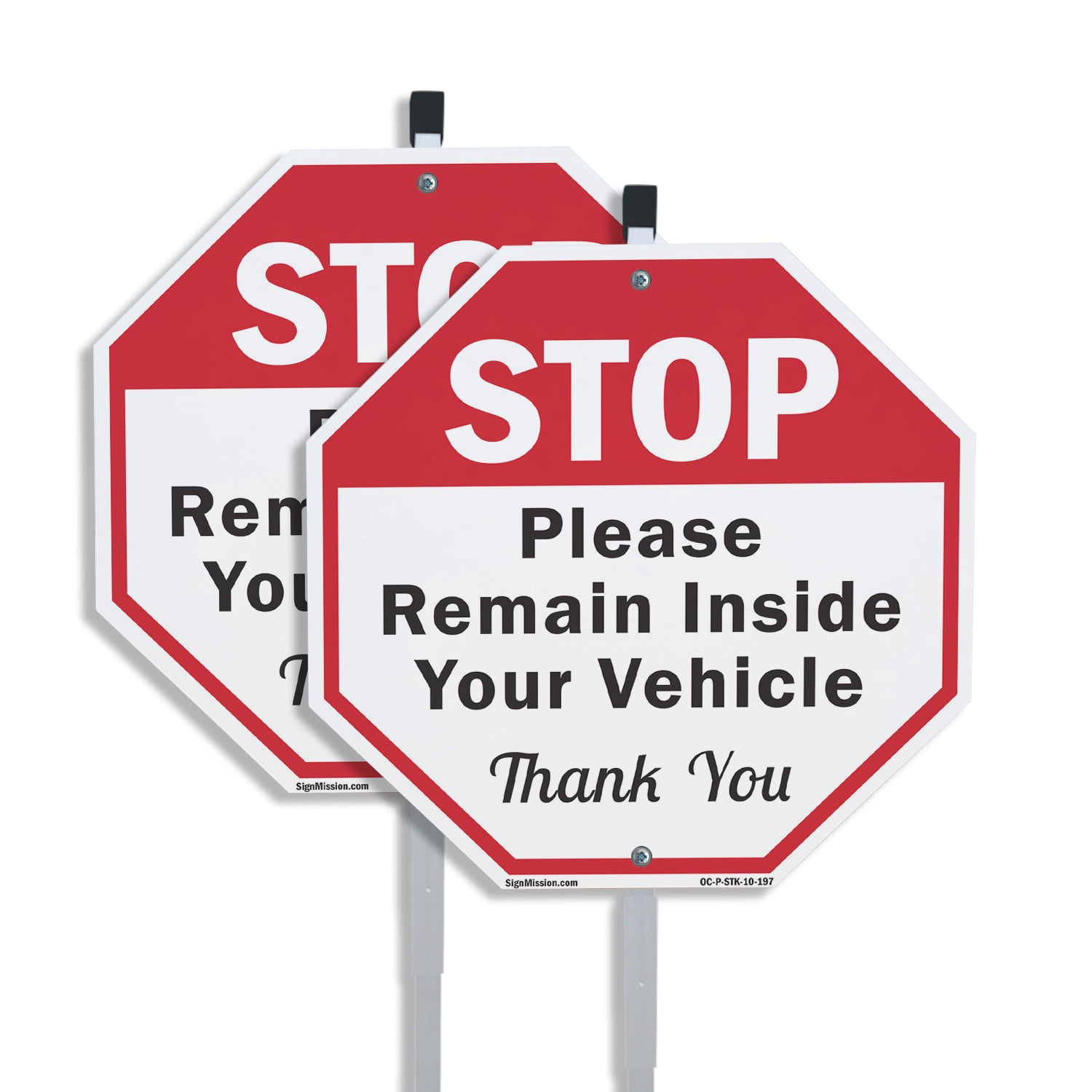 Stop Please Remain Inside Your Vehicle Thank You (2 Pack) 10 inch X 10 ...