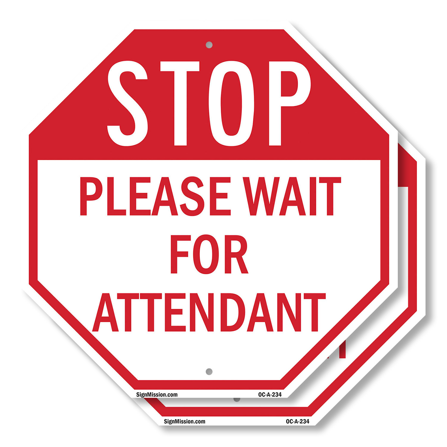 Stop Please Wait for Attendant (2 Pack) 10 inch X 10 inch Octagon ...