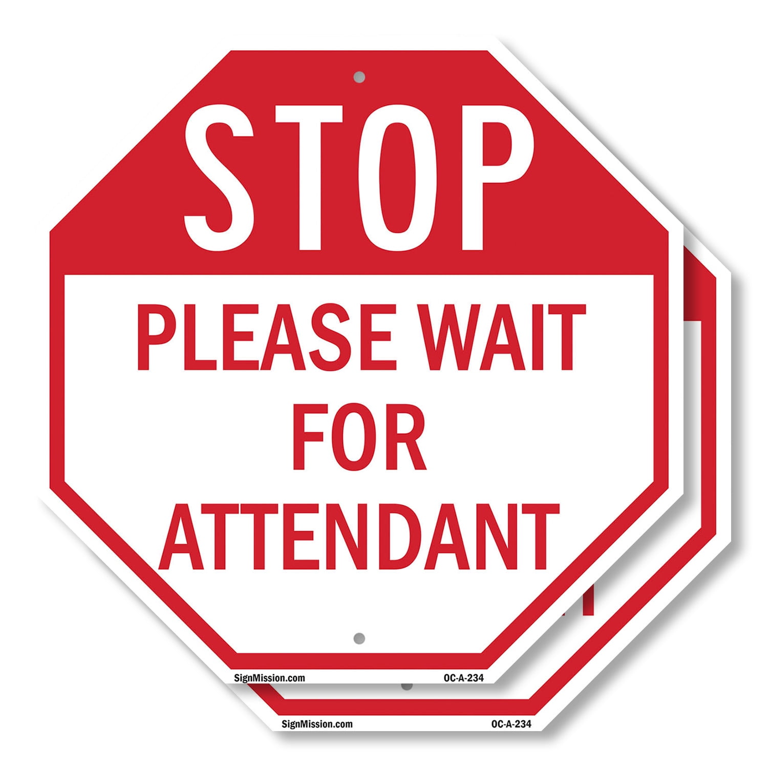 Stop Please Wait for Attendant (2 Pack) 18 inch X 18 inch Octagon ...