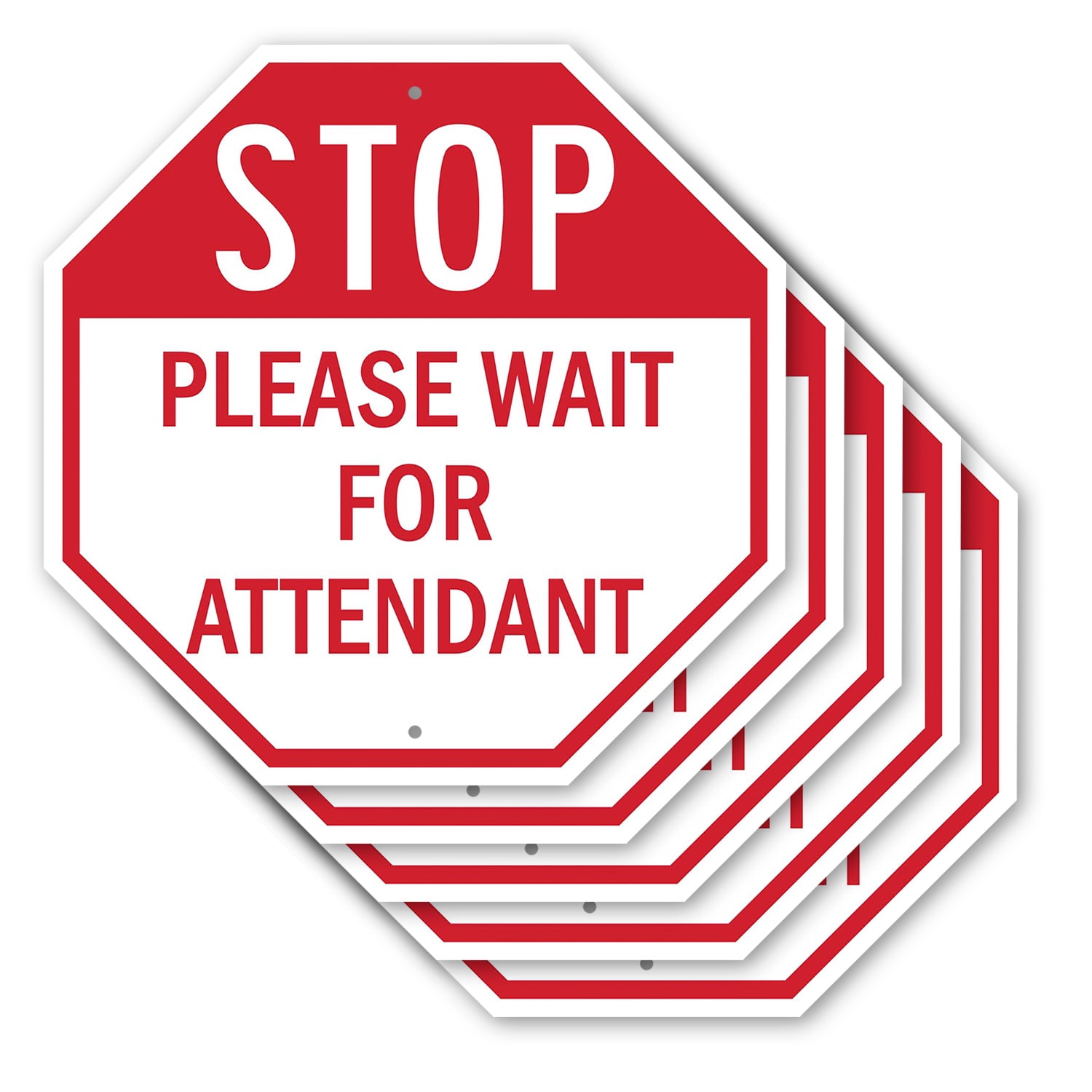 Stop Please Wait for Attendant (5 Pack) 10 inch X 10 inch Octagon Rust ...