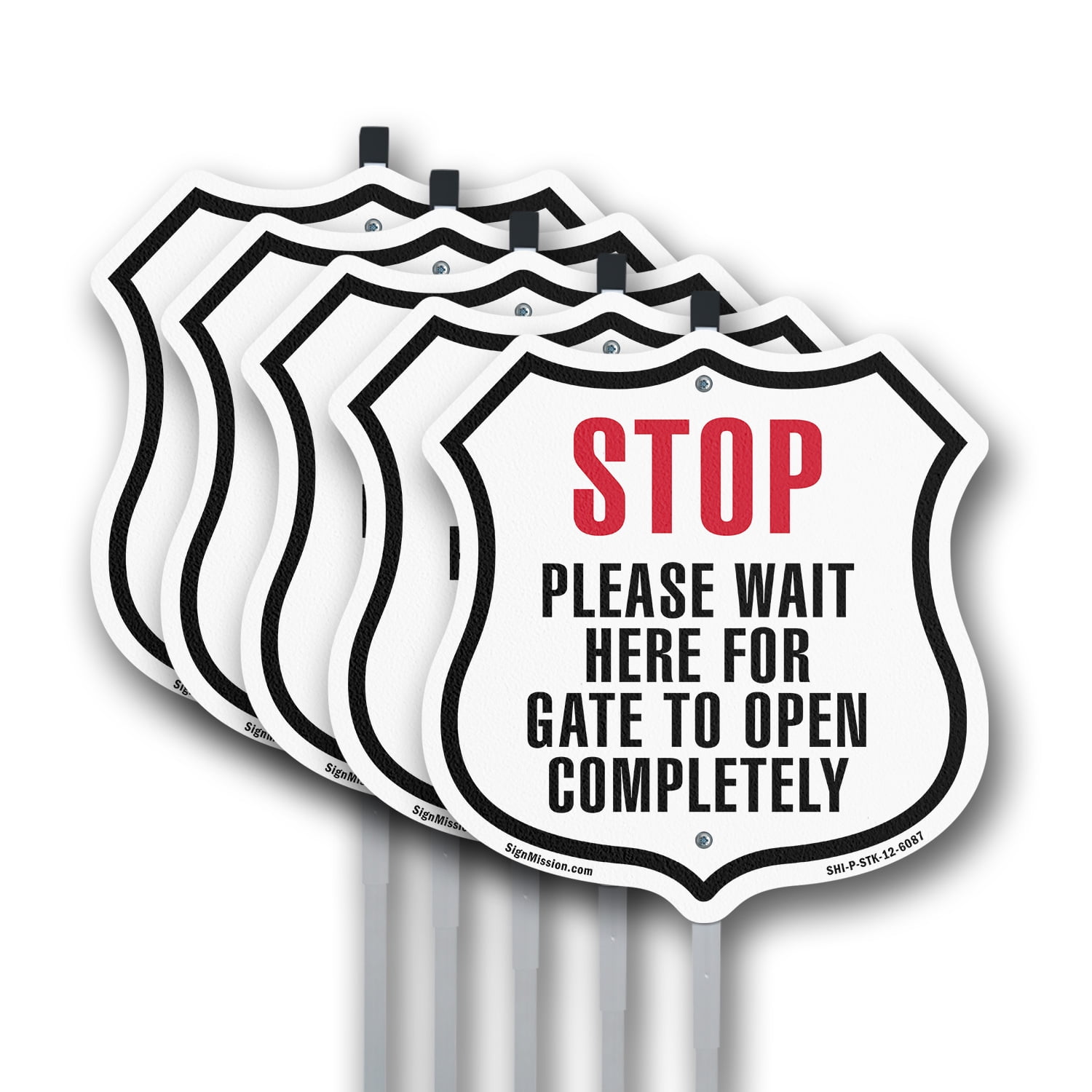 Stop Please Wait Here For Gate To Open Completely (5 Pack) 12 inch X 12 ...