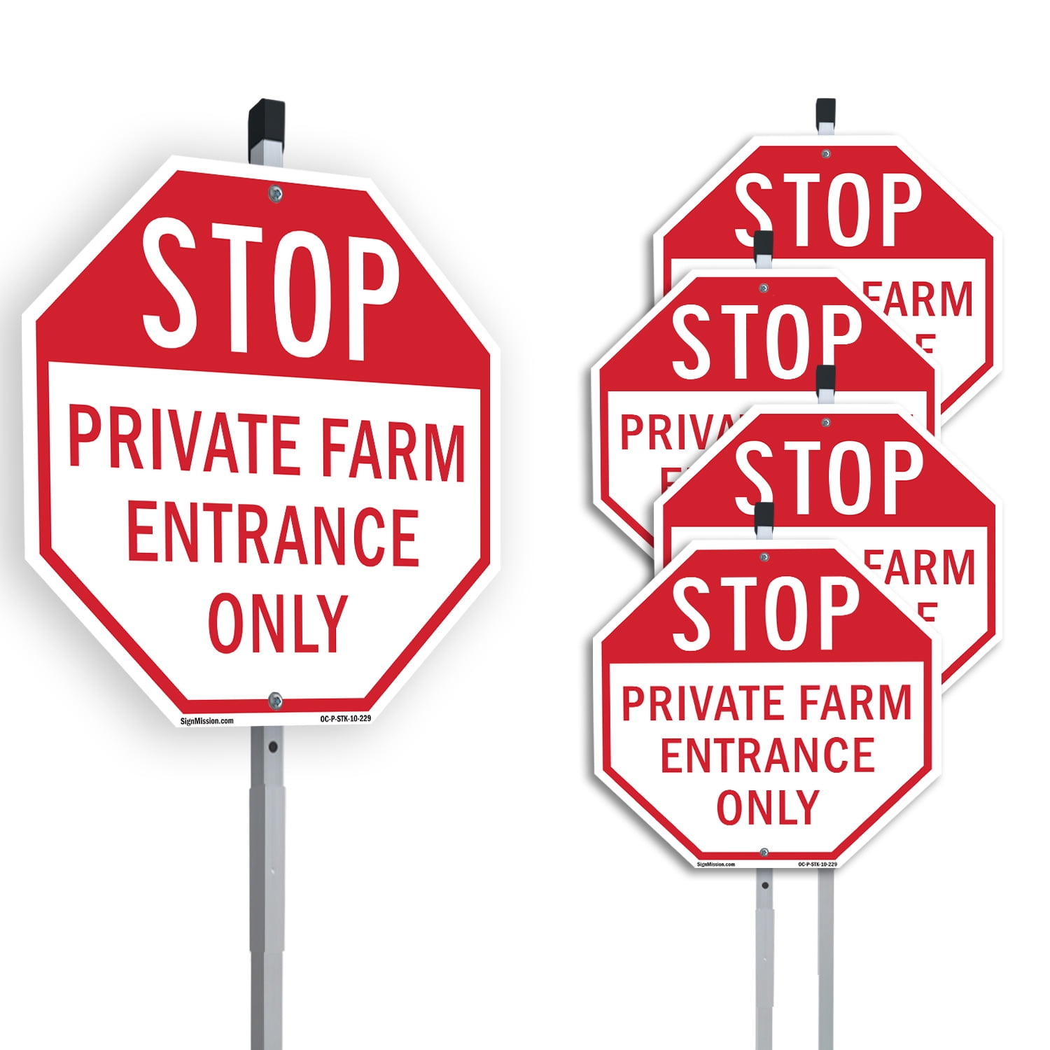 Stop Private Farm Entrance Only (5 Pack) 10 inch X 10 inch Octagon ...