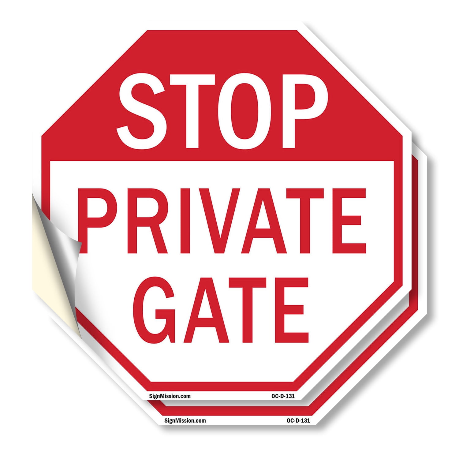 Stop Private Gate (2 Pack) 18 inch X 18 inch Octagon Vinyl Label Decal ...