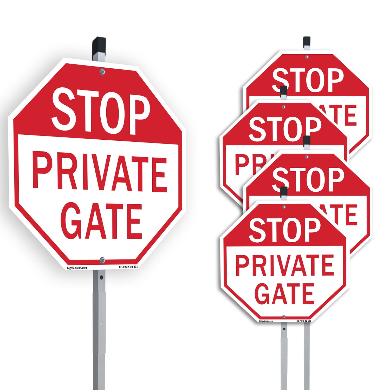 Stop Private Gate (5 Pack) 10 inch X 10 inch Octagon Plastic Signs with ...
