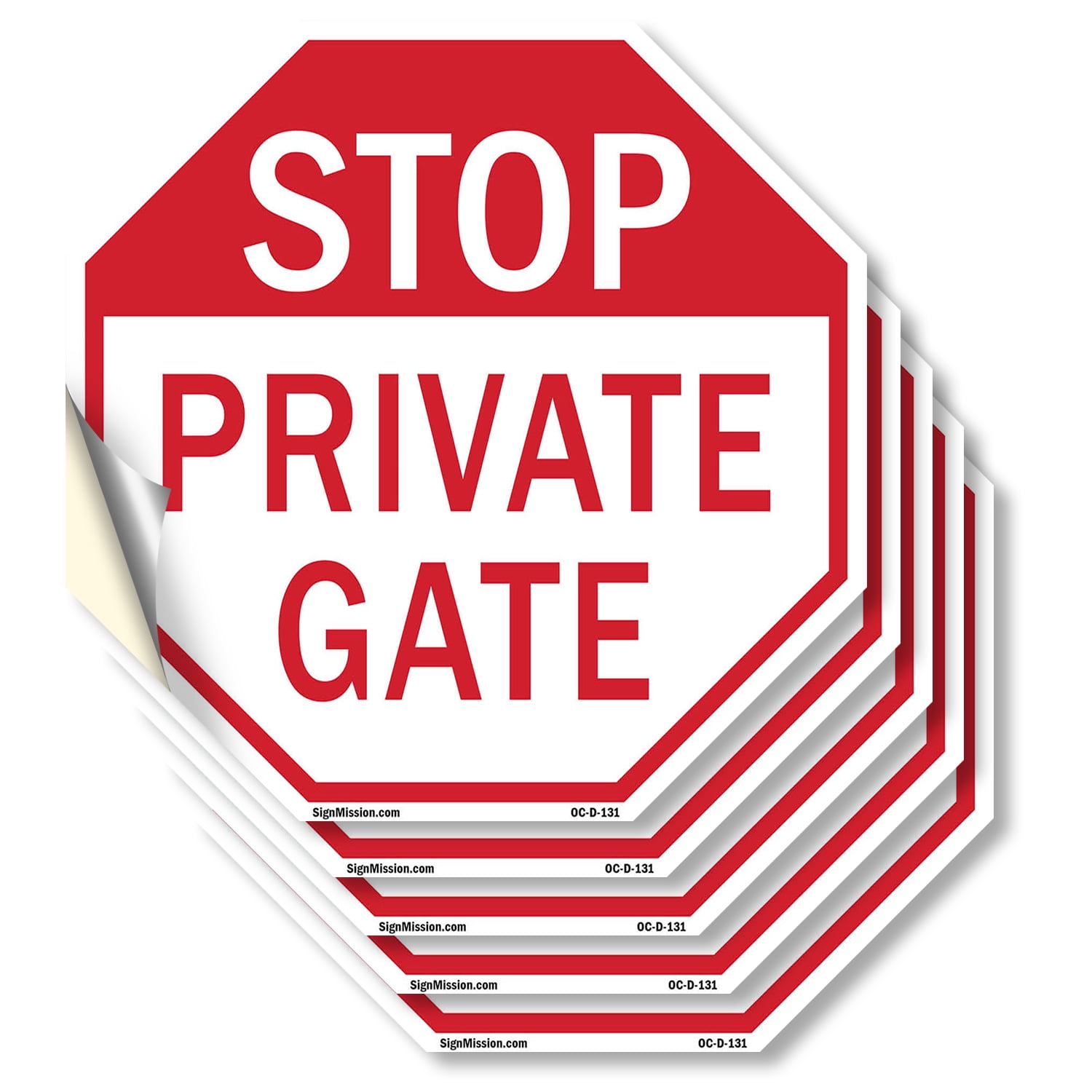 Stop Private Gate (5 Pack) 4 inch X 4 inch Octagon Vinyl Label Decal ...