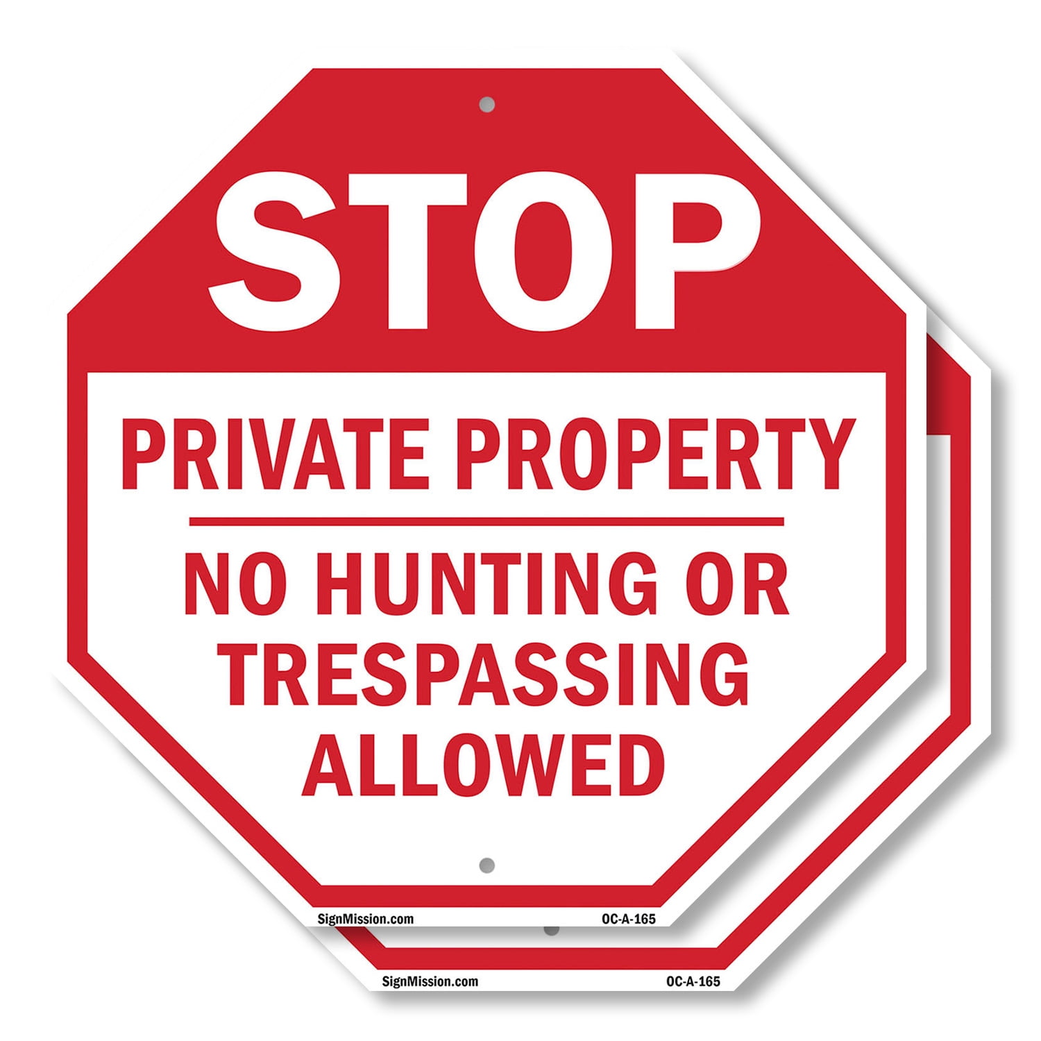 Stop Private Property No Hunting or Trespassing Allowed (2 Pack) 6 inch ...