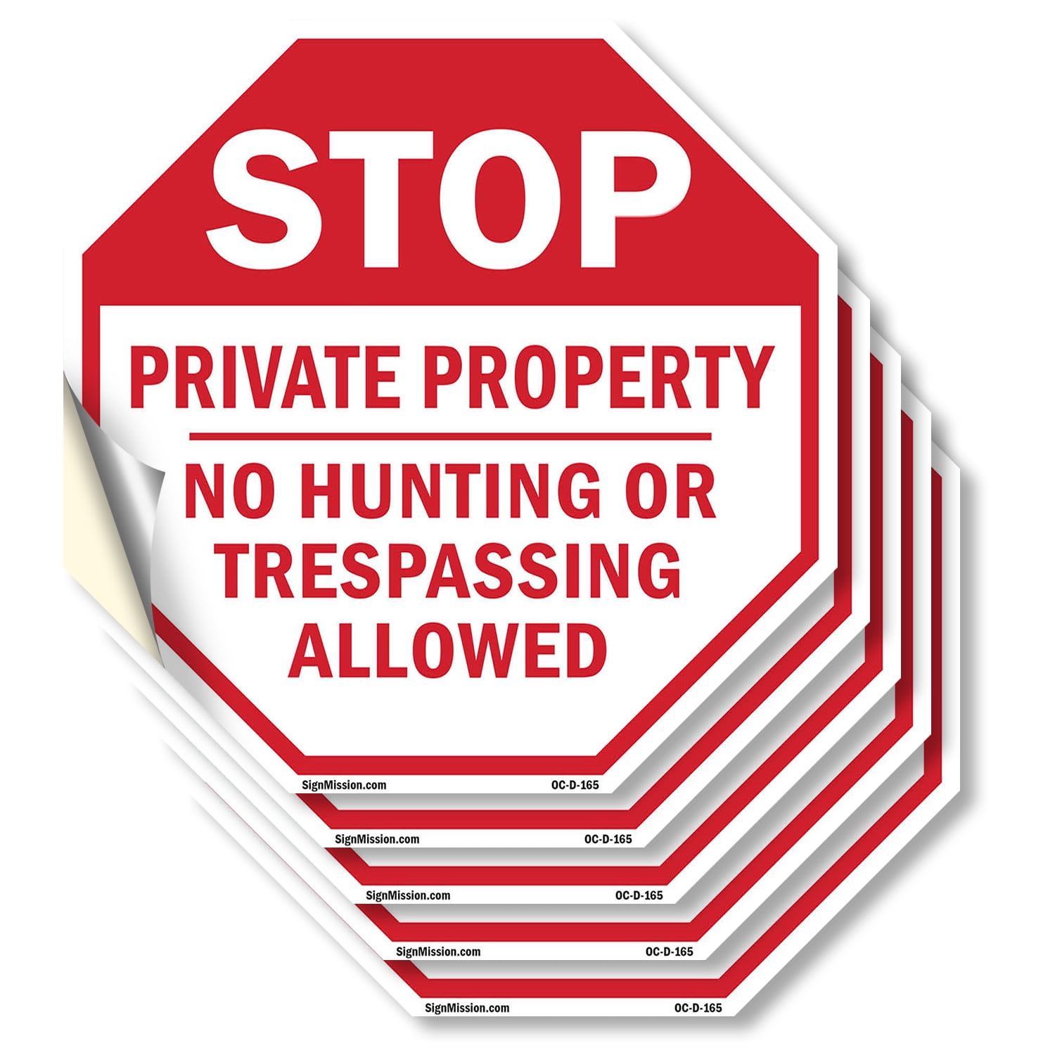 Stop Private Property No Hunting or Trespassing Allowed (5 Pack) 4 inch ...