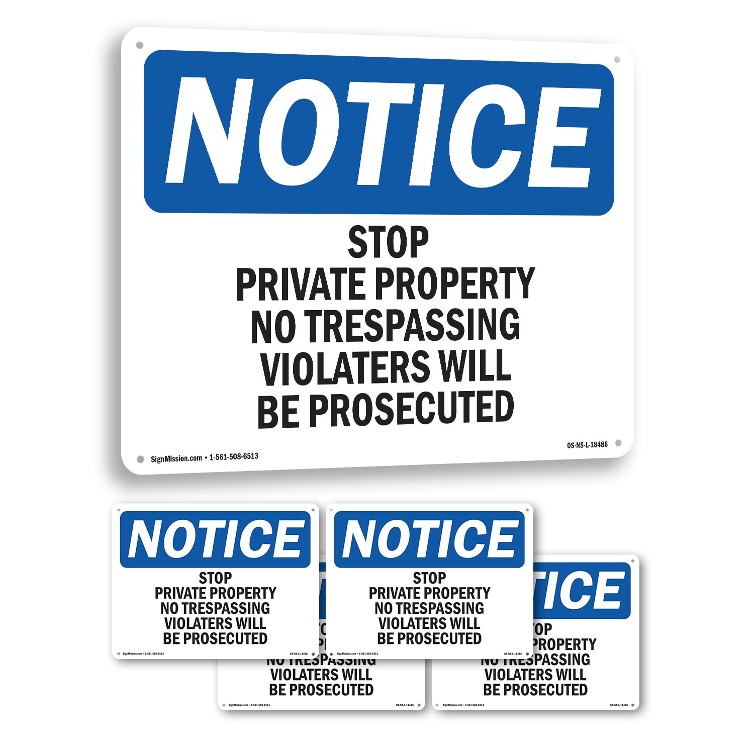 Stop Private Property No Trespassing Violators OSHA Notice Aluminum ...