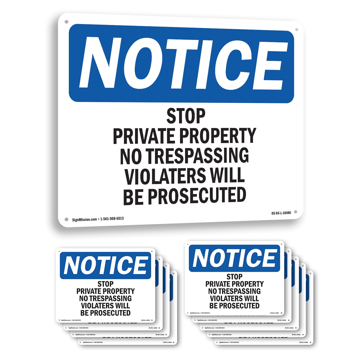 Stop Private Property No Trespassing Violators OSHA Notice Aluminum ...