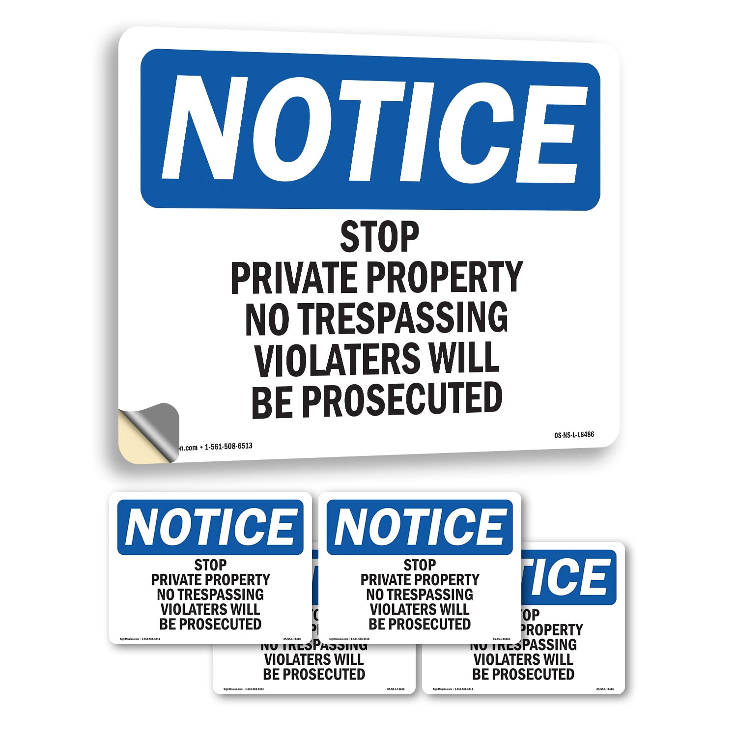 Stop Private Property No Trespassing Violators OSHA Notice Vinyl Decal ...