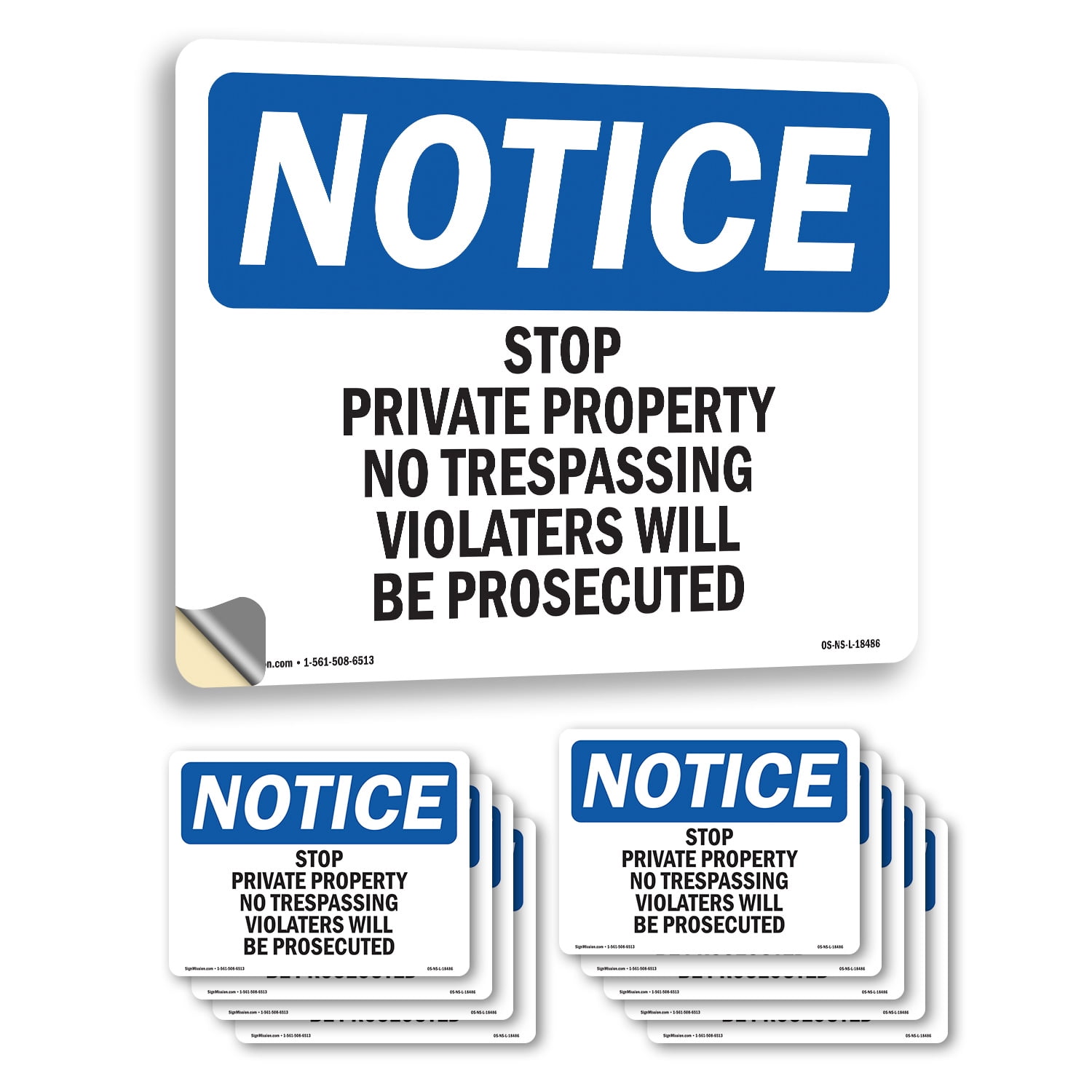 Stop Private Property No Trespassing Violators OSHA Notice Vinyl Decal ...