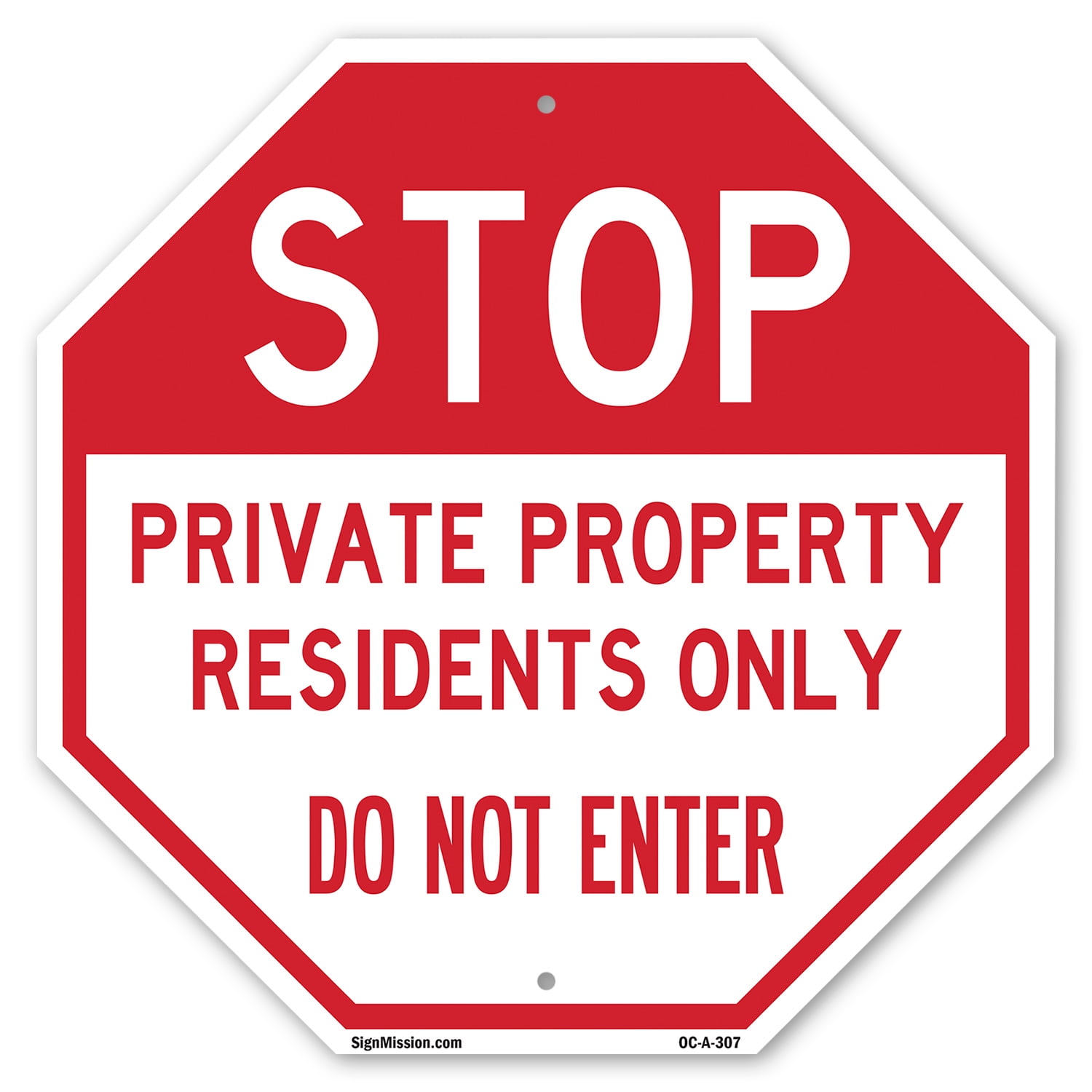 Stop Private Property Residents Only Do Not Enter 10 inch X 10 inch ...