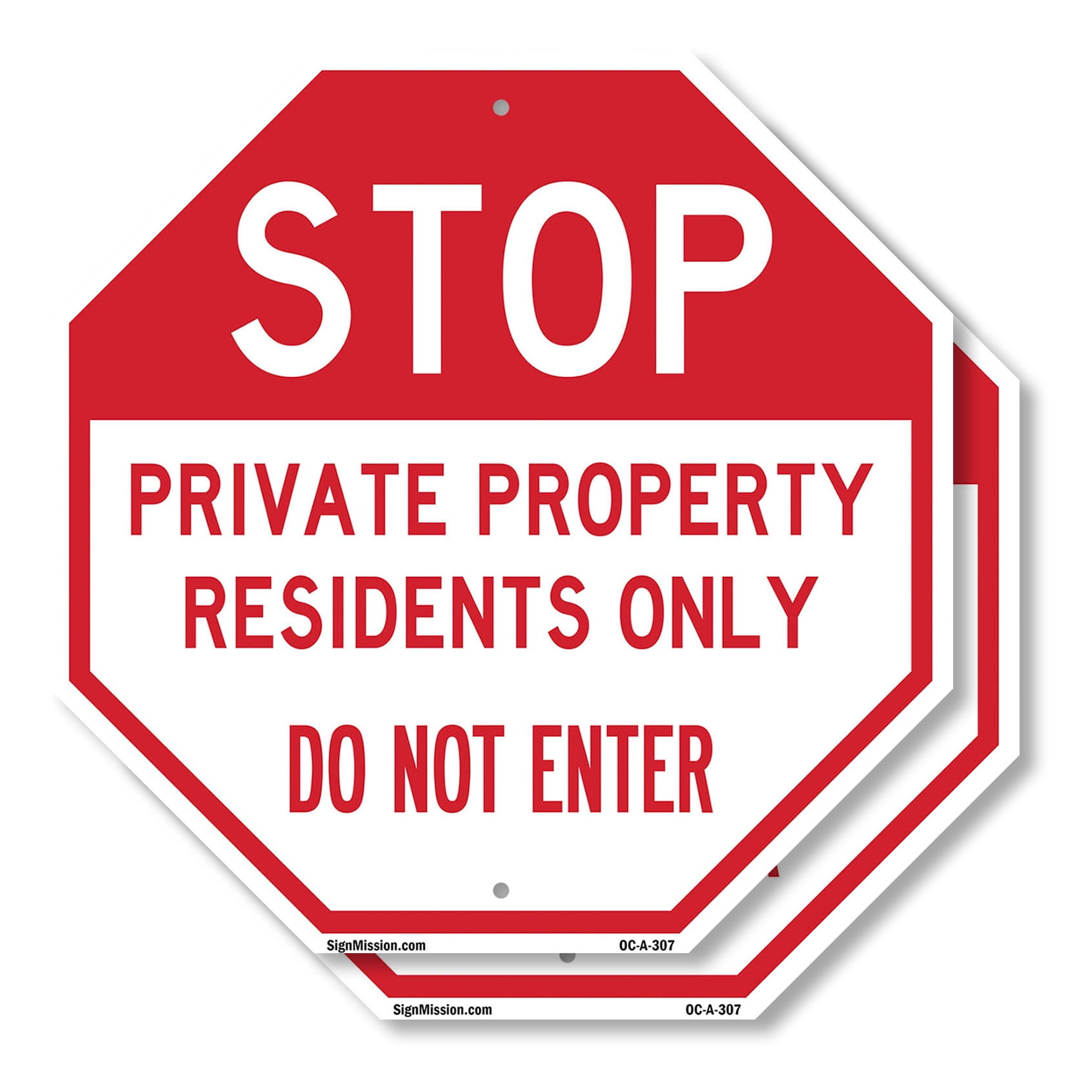 Stop Private Property Residents Only Do Not Enter (2 Pack) 18 inch X 18 ...