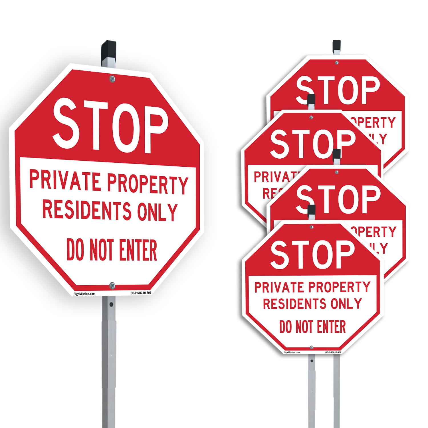 Stop Private Property Residents Only Do Not Enter (5 Pack) 10 inch X 10 ...