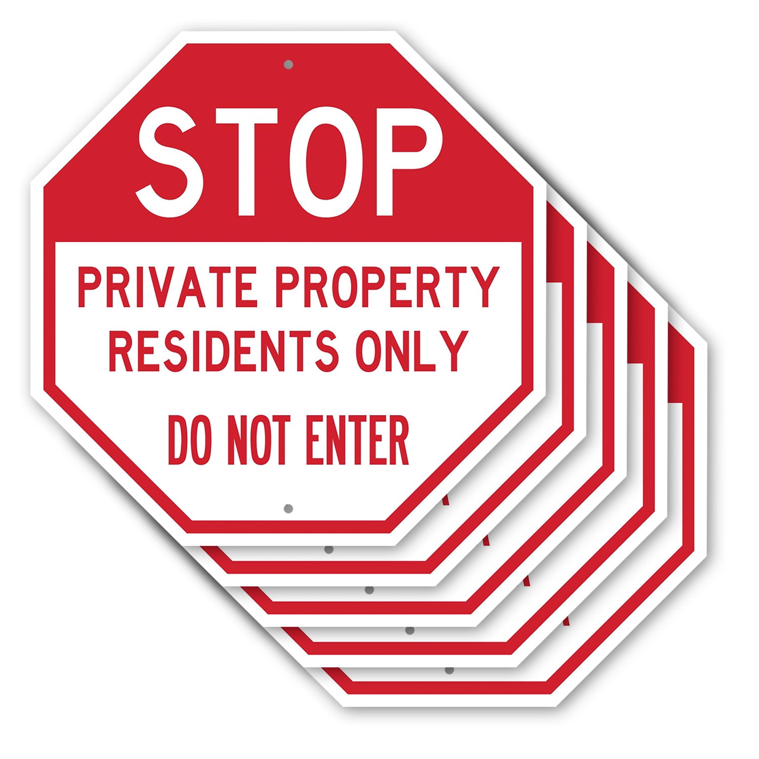Stop Private Property Residents Only Do Not Enter (5 Pack) 10 inch X 10 ...