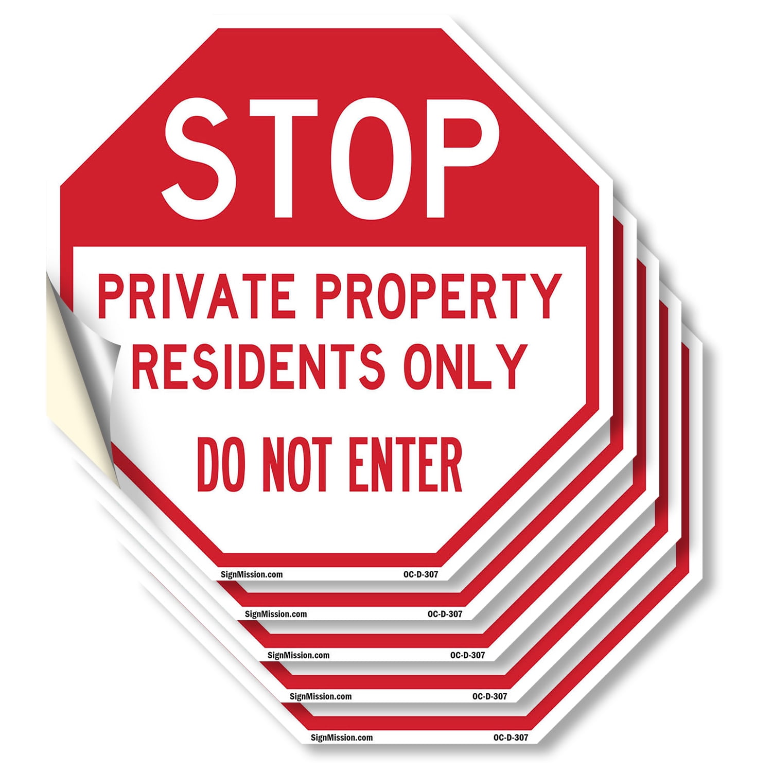 Stop Private Property Residents Only Do Not Enter (5 Pack) 6 inch X 6 ...
