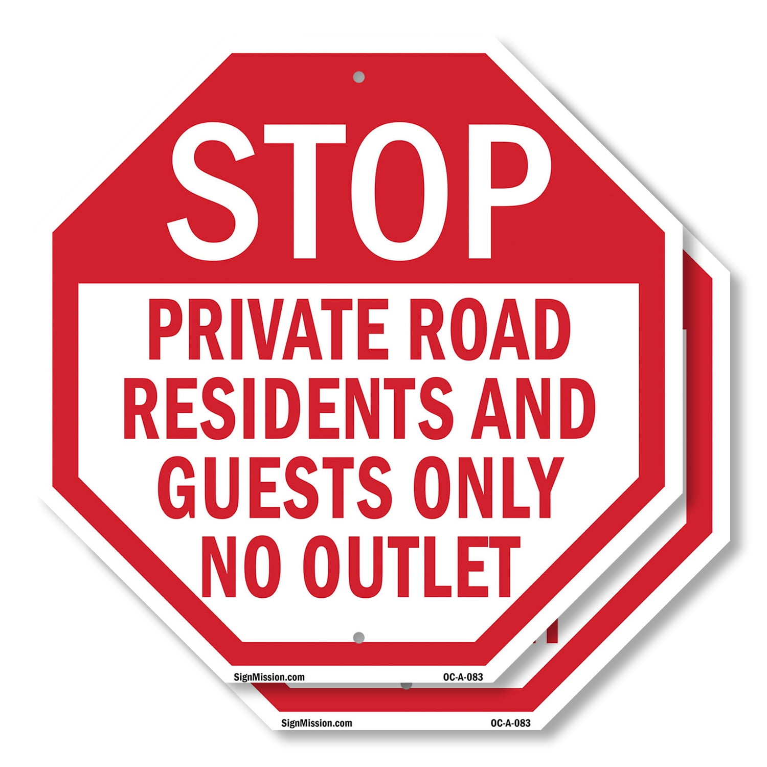 Stop Private Road Residents and Guests Only No Outlet (2 Pack) 18 inch ...