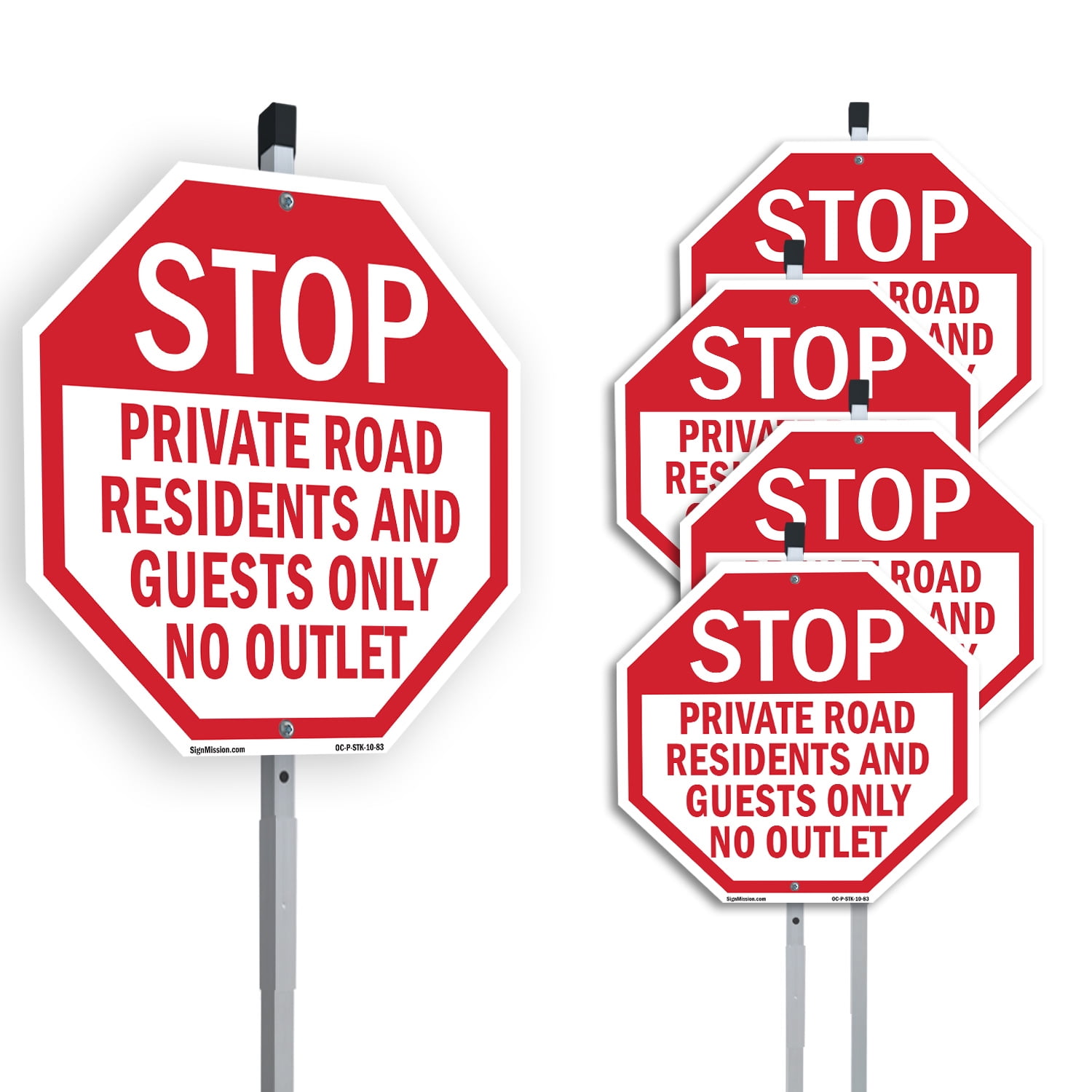 Stop Private Road Residents and Guests Only No Outlet (5 Pack) 10 inch ...