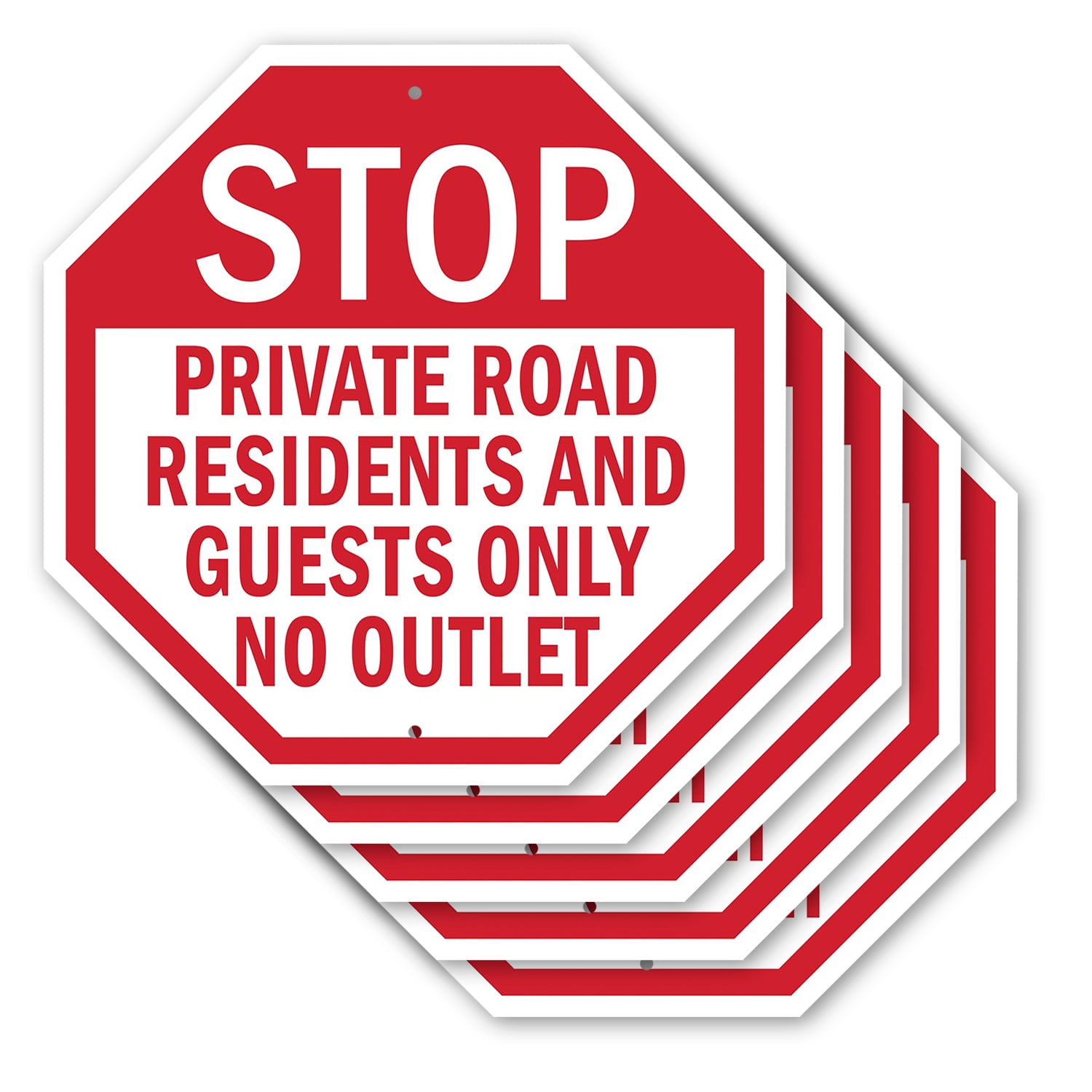 Stop Private Road Residents and Guests Only No Outlet (5 Pack) 10 inch ...
