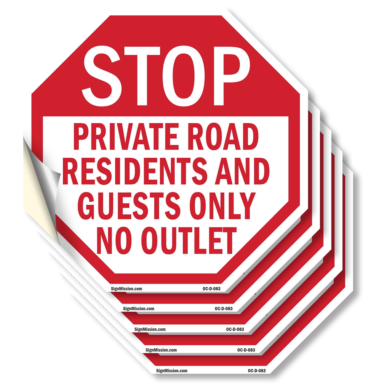 Stop Private Road Residents and Guests Only No Outlet (5 Pack) 6 inch X ...