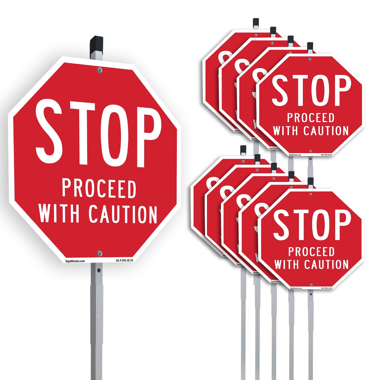 Stop Proceed with Caution (10 Pack) 10 inch X 10 inch Octagon Plastic ...