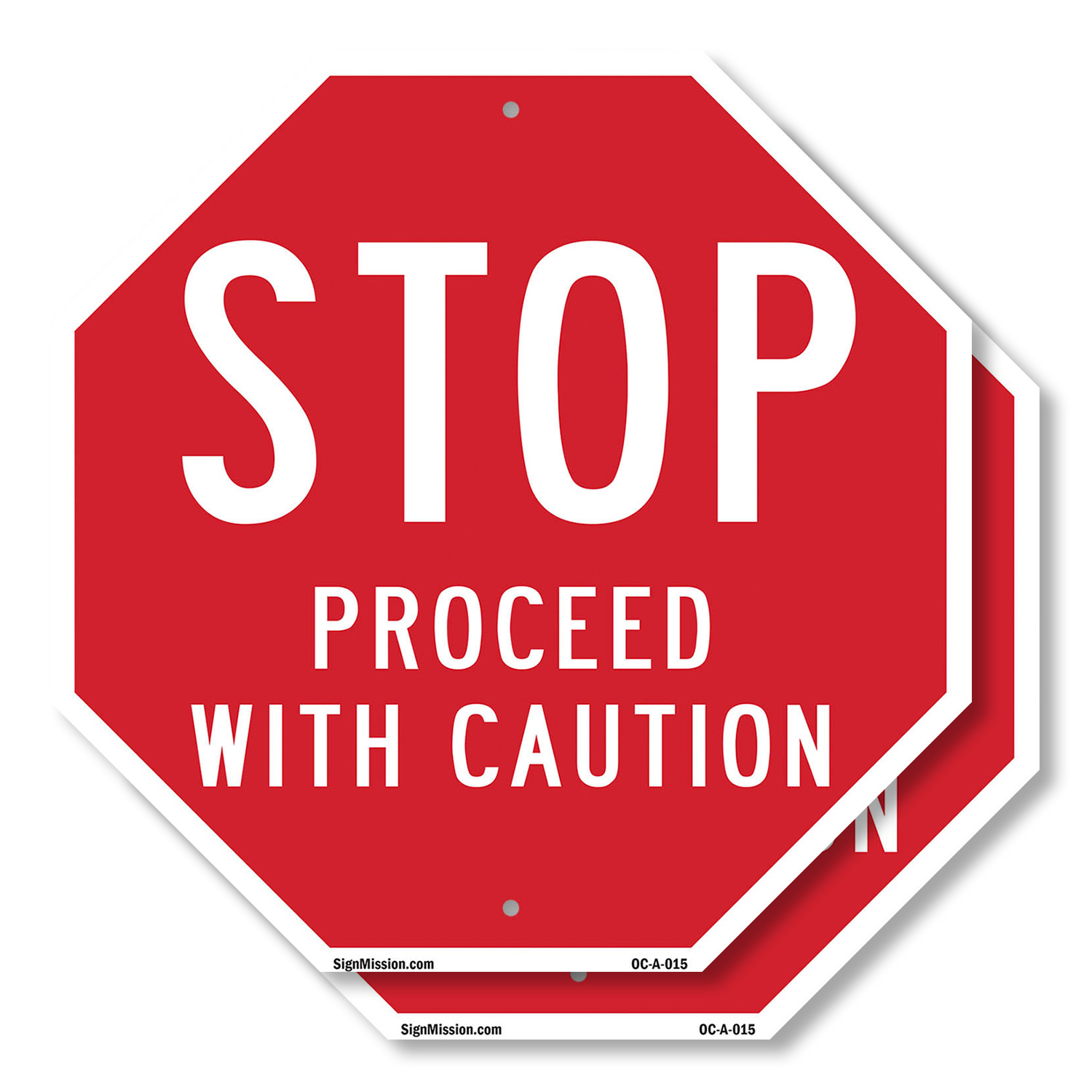 Stop Proceed with Caution (2 Pack) 10 inch X 10 inch Octagon Plastic ...