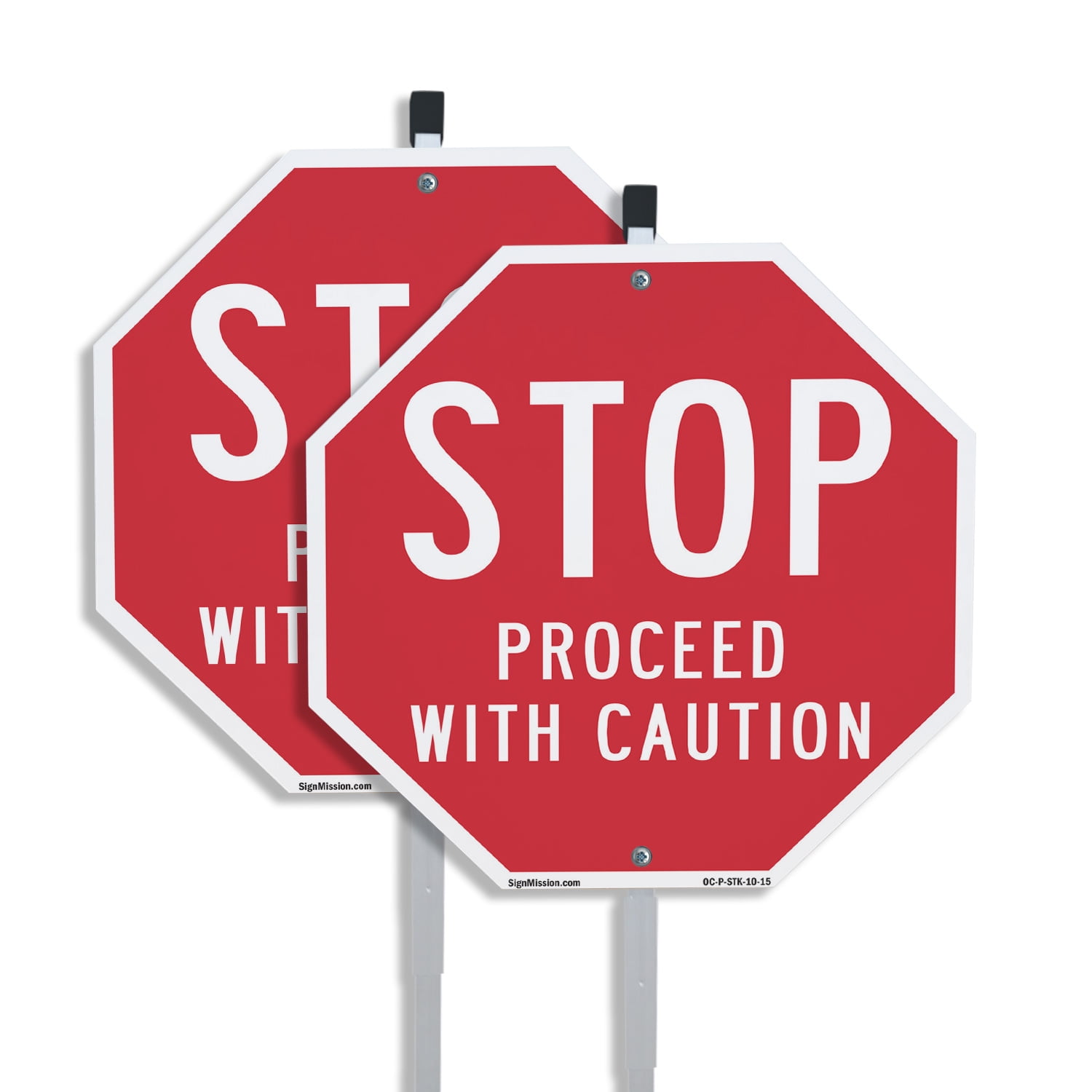 Stop Proceed with Caution (2 Pack) 10 inch X 10 inch Octagon Plastic ...