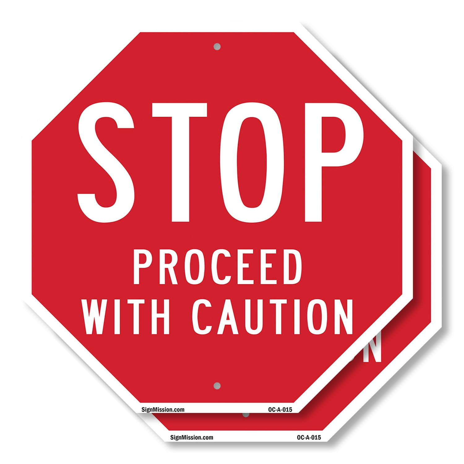 Stop Proceed with Caution (2 Pack) 18 inch X 18 inch Octagon Plastic ...