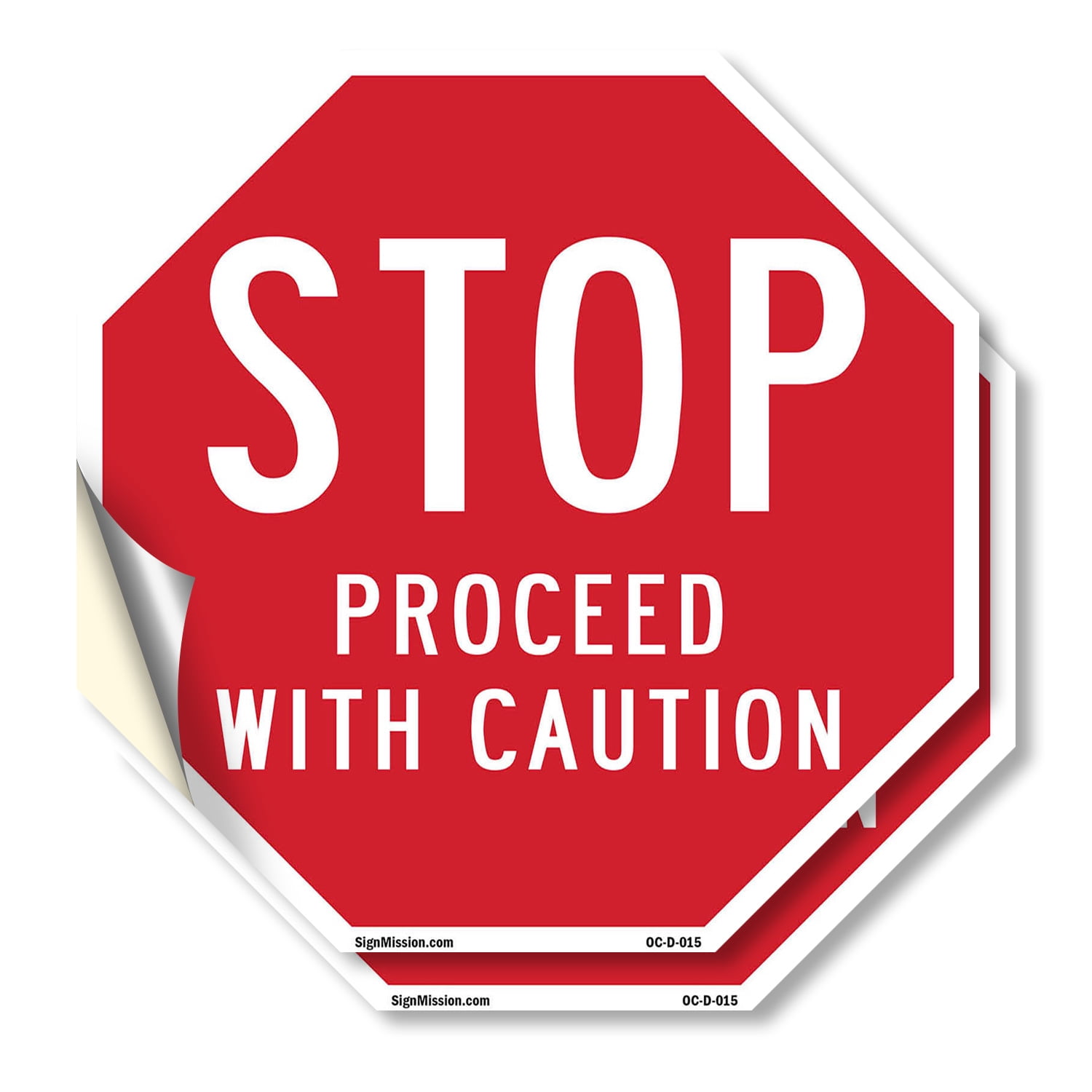 Stop Proceed with Caution (2 Pack) 6 inch X 6 inch Octagon Vinyl Label ...