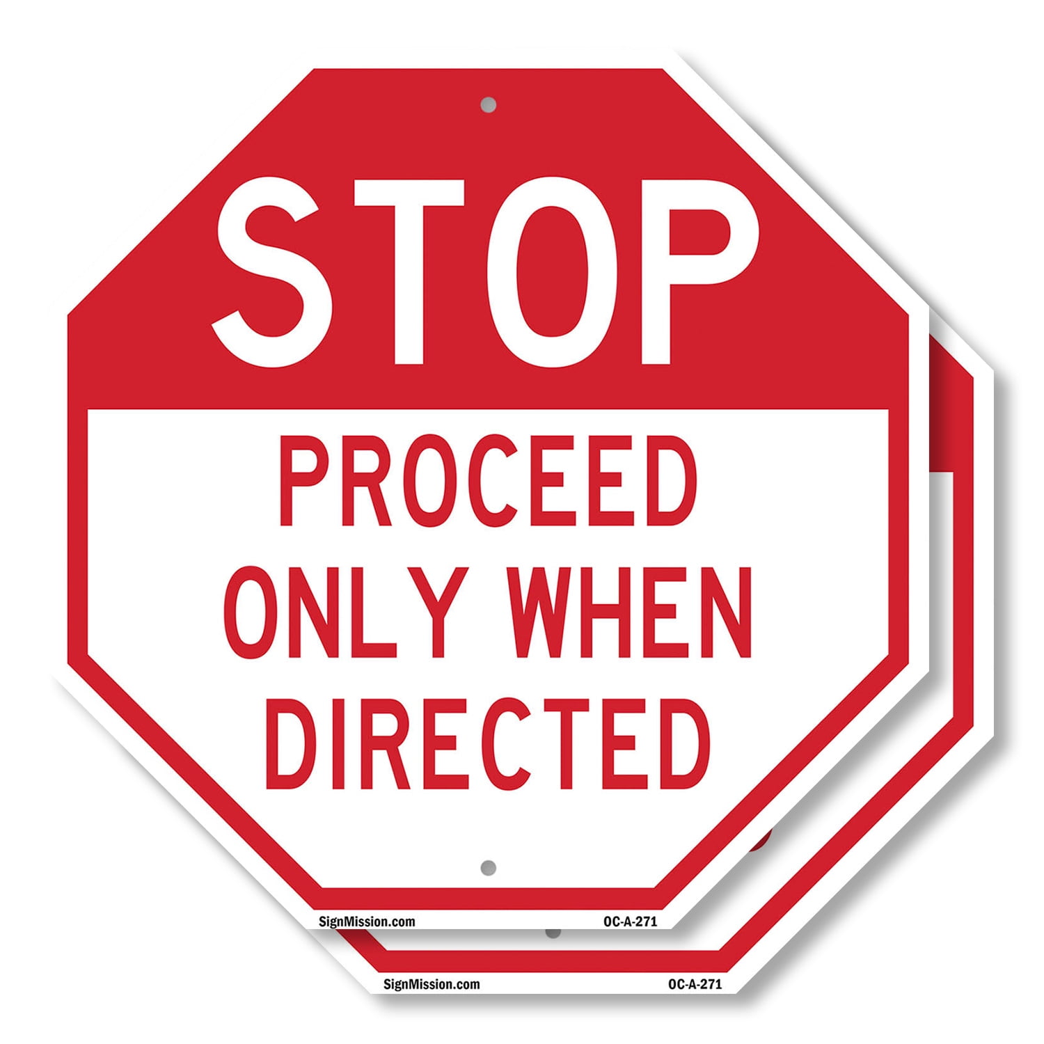 Stop Proceed Only When Directed (2 Pack) 6 inch X 6 inch Octagon ...