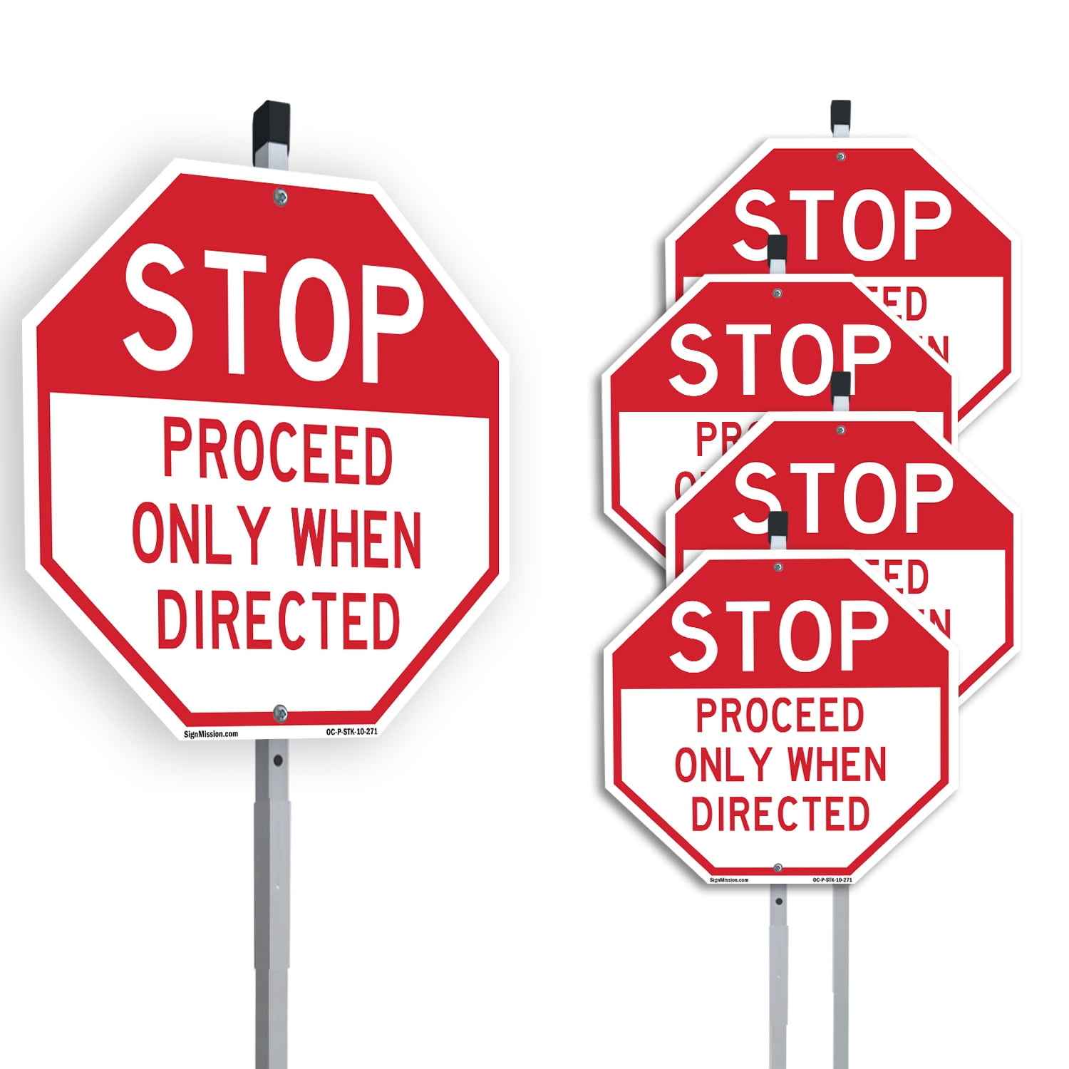 Stop Proceed Only When Directed (5 Pack) 10 inch X 10 inch Octagon ...