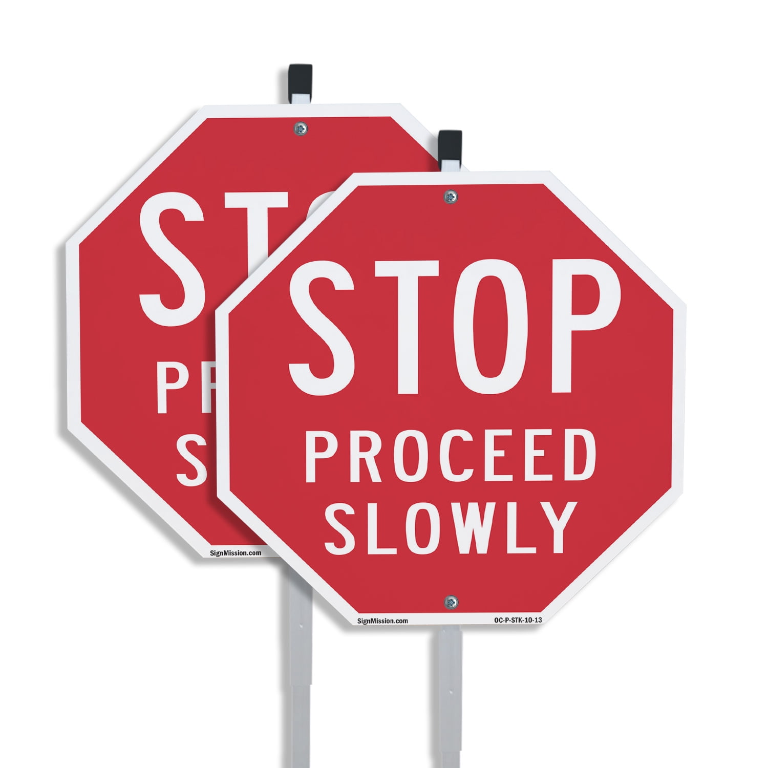 Stop Proceed Slowly (2 Pack) 10 inch X 10 inch Octagon Plastic Signs ...