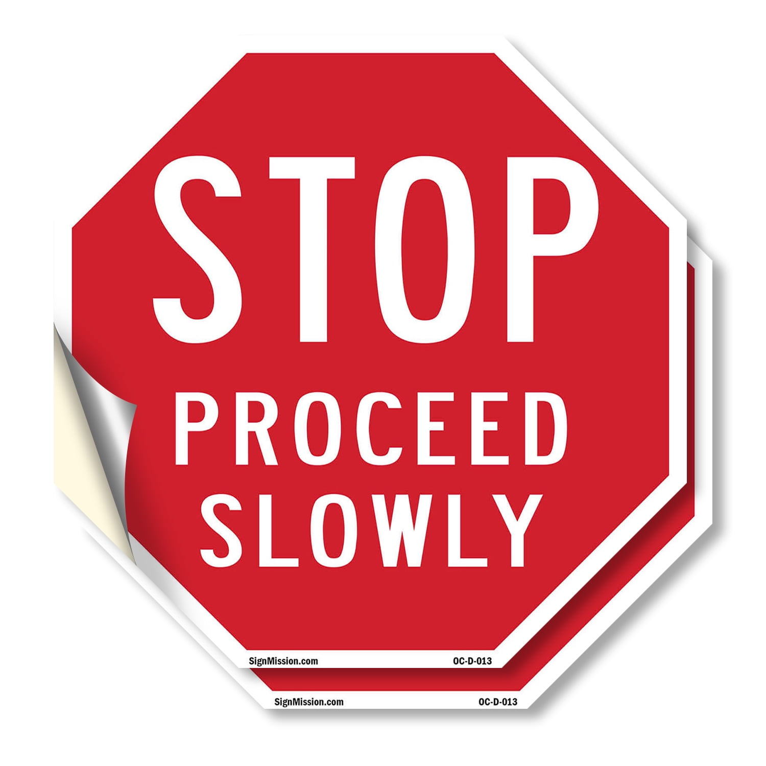 Stop Proceed Slowly (2 Pack) 10 inch X 10 inch Octagon Vinyl Label ...