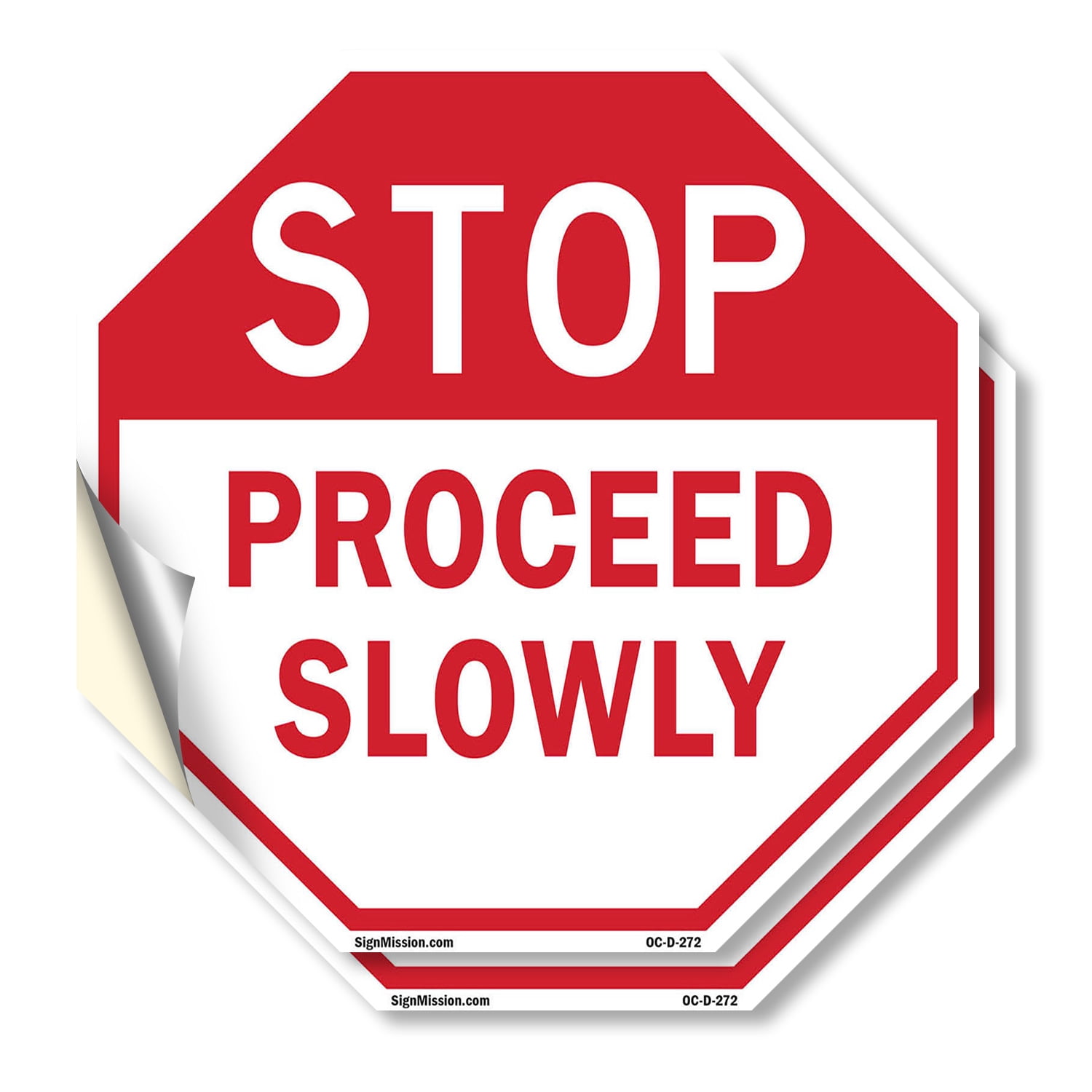 Stop Proceed Slowly (2 Pack) 18 inch X 18 inch Octagon Vinyl Label ...