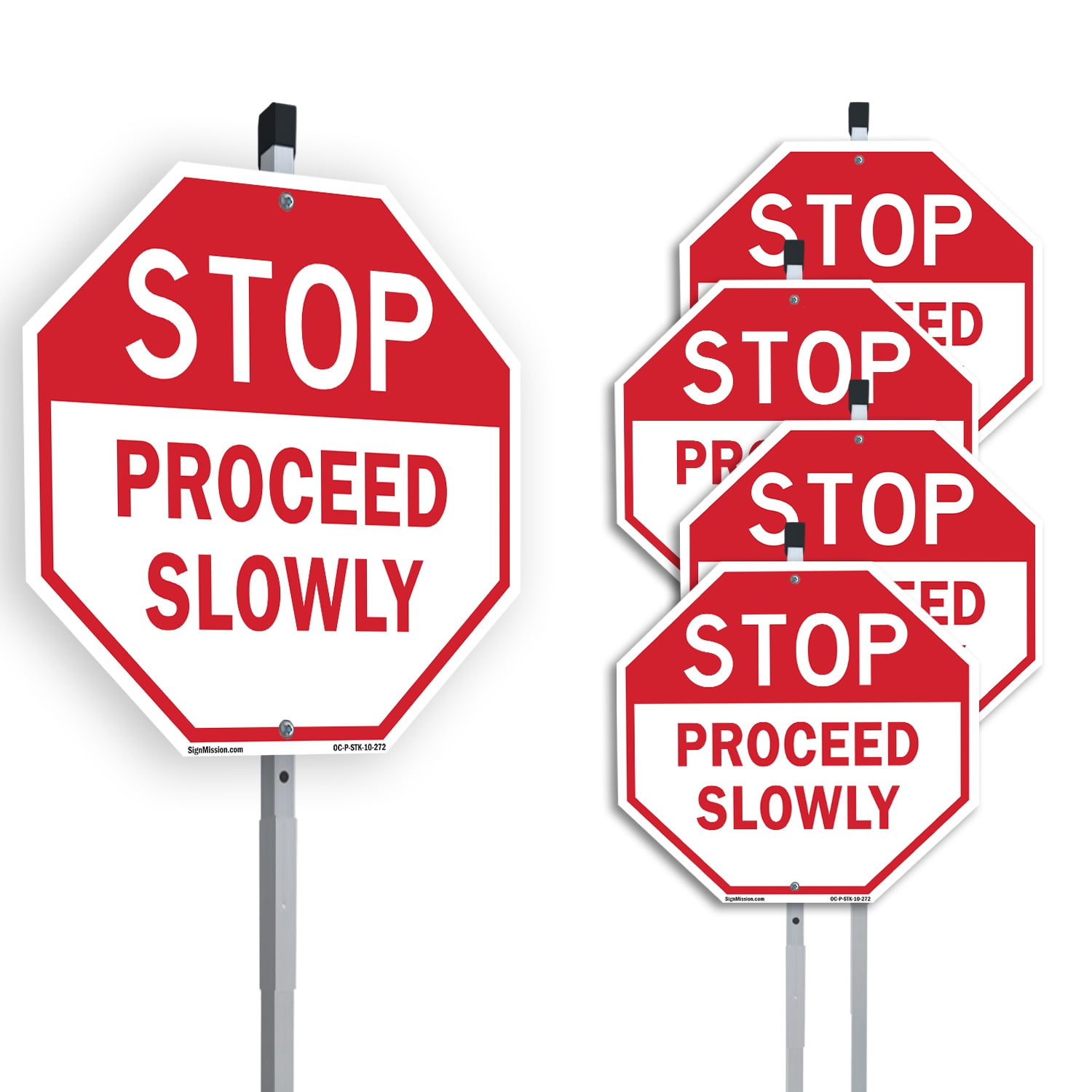 Stop Proceed Slowly (5 Pack) 10 inch X 10 inch Octagon Rust Free ...