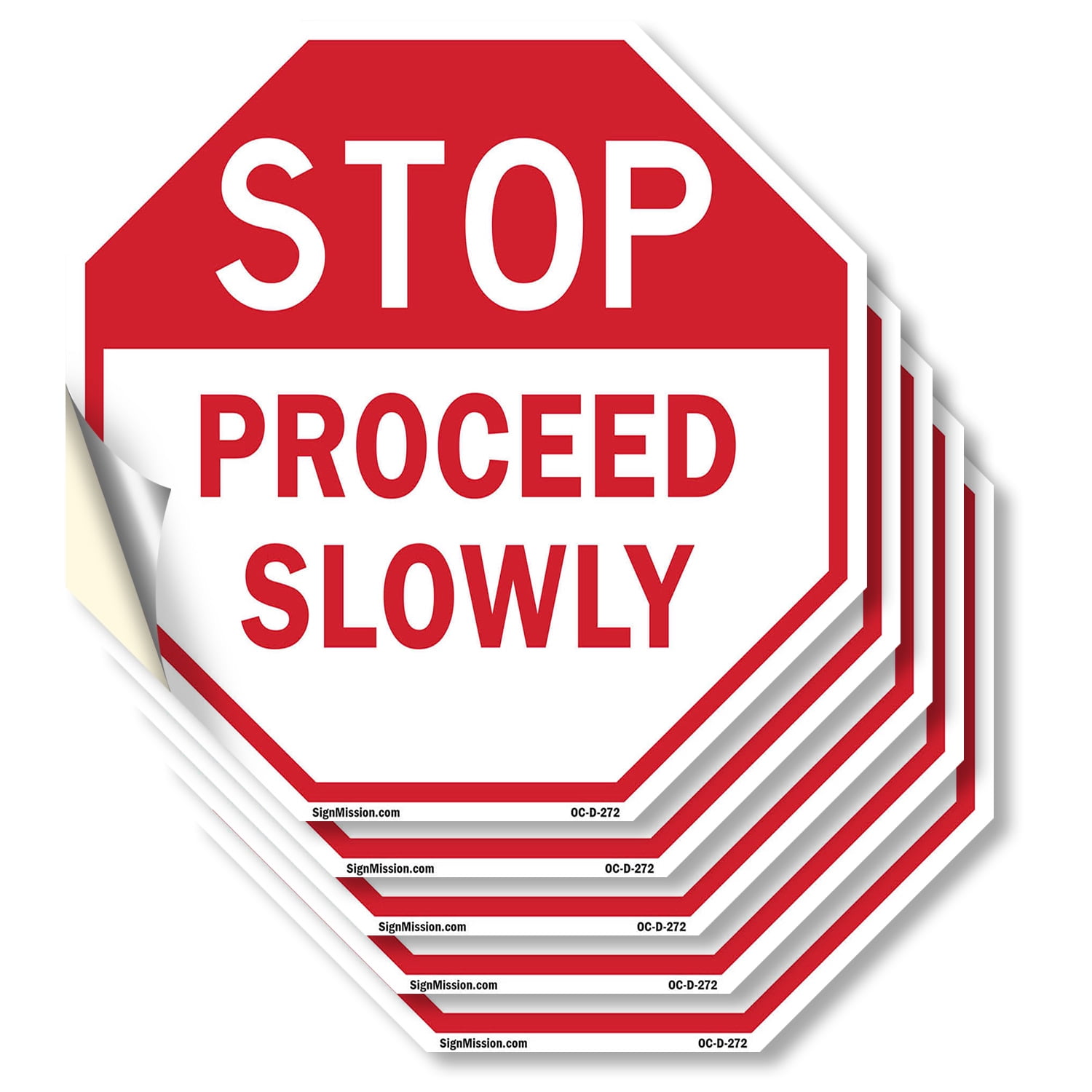Stop Proceed Slowly (5 Pack) 4 inch X 4 inch Octagon Vinyl Label Decal ...