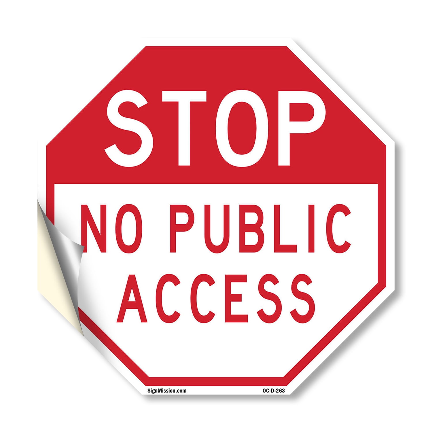 Stop No Public Access 10 inch X 10 inch Octagon Vinyl Label Decal ...