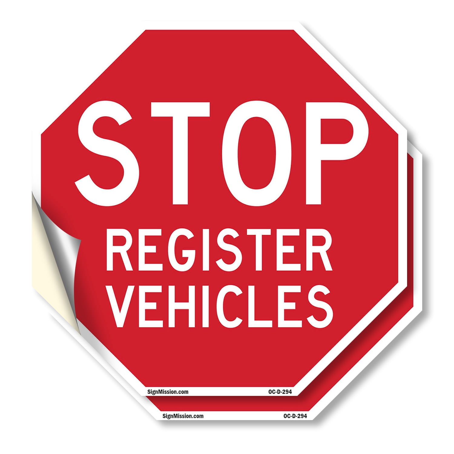 Stop Register Vehicles (2 Pack) 10 inch X 10 inch Octagon Vinyl Label ...