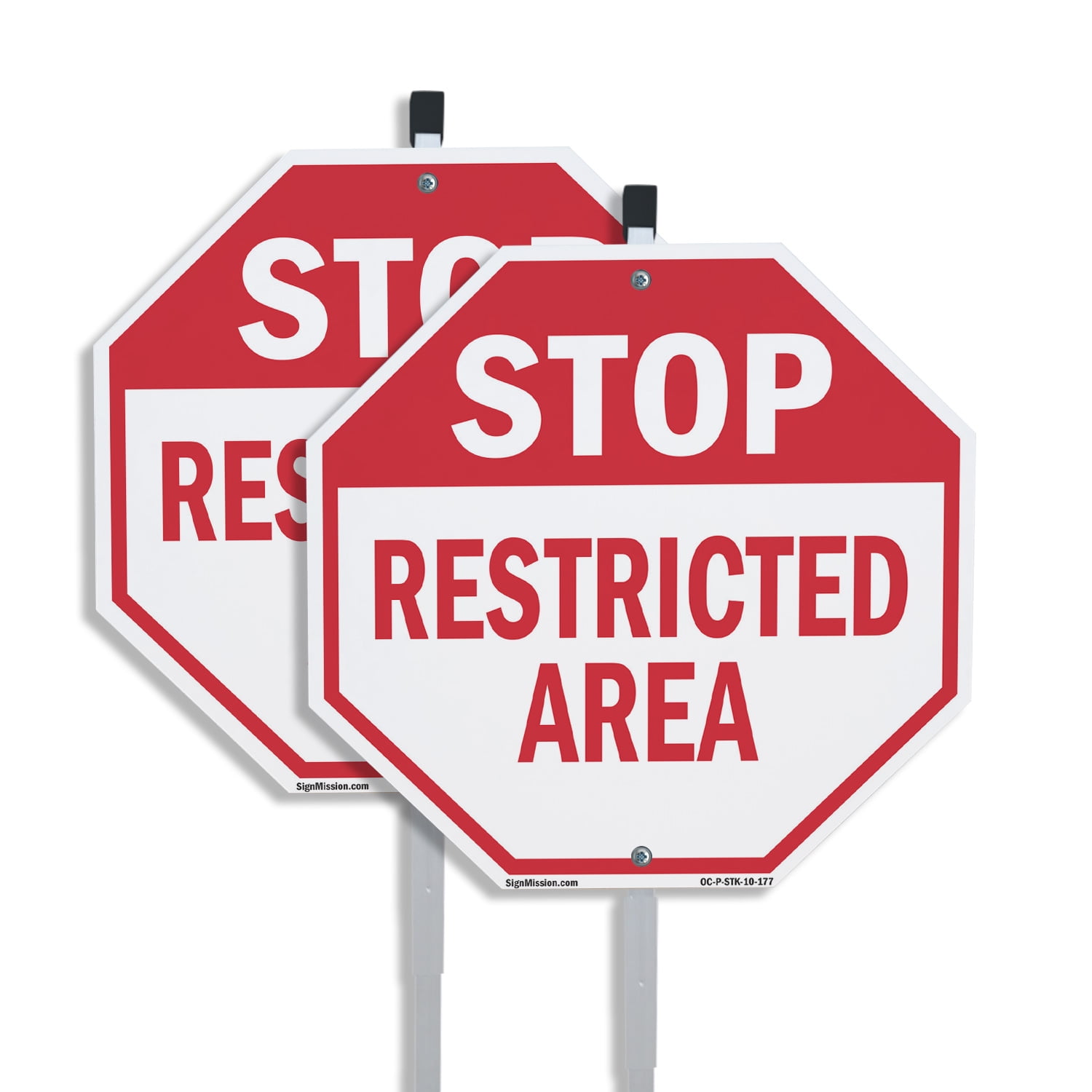 Stop Restricted Area (2 Pack) 10 inch X 10 inch Octagon Plastic Signs ...