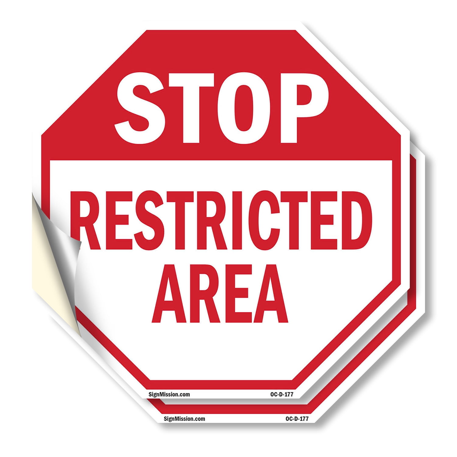 Stop Restricted Area (2 Pack) 18 inch X 18 inch Octagon Vinyl Label ...