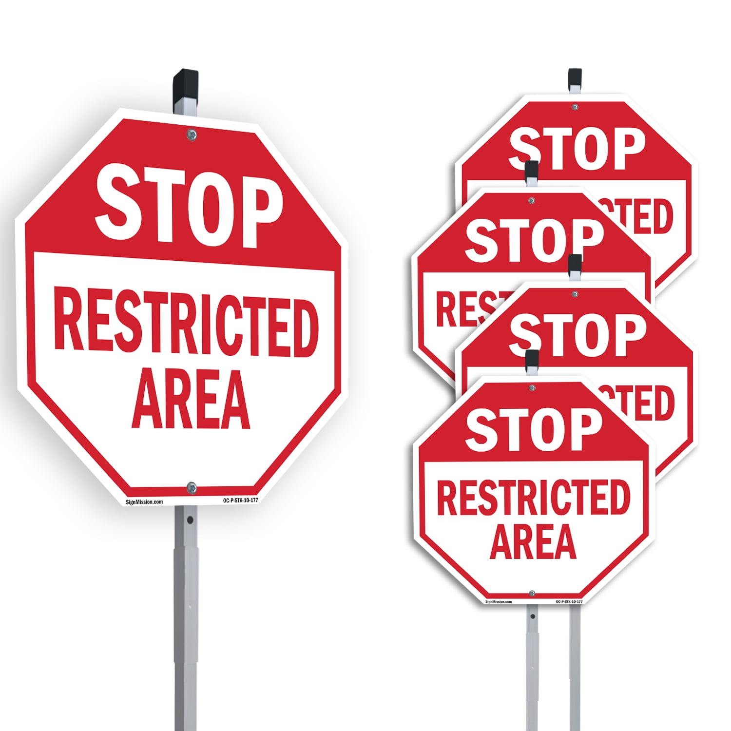 Stop Restricted Area (5 Pack) 10 inch X 10 inch Octagon Rust Free ...