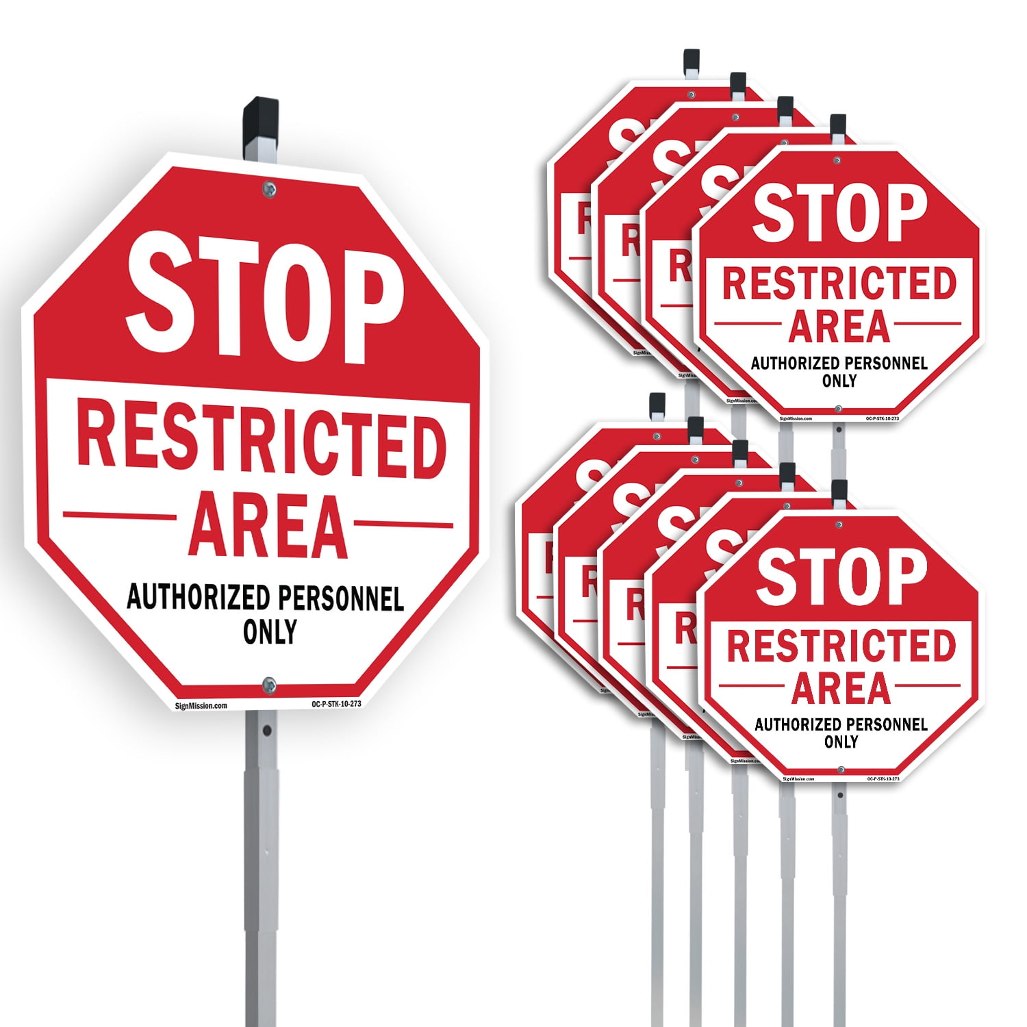 Stop Restricted Area Authorized Personnel Only (10 Pack) 10 inch X 10 ...