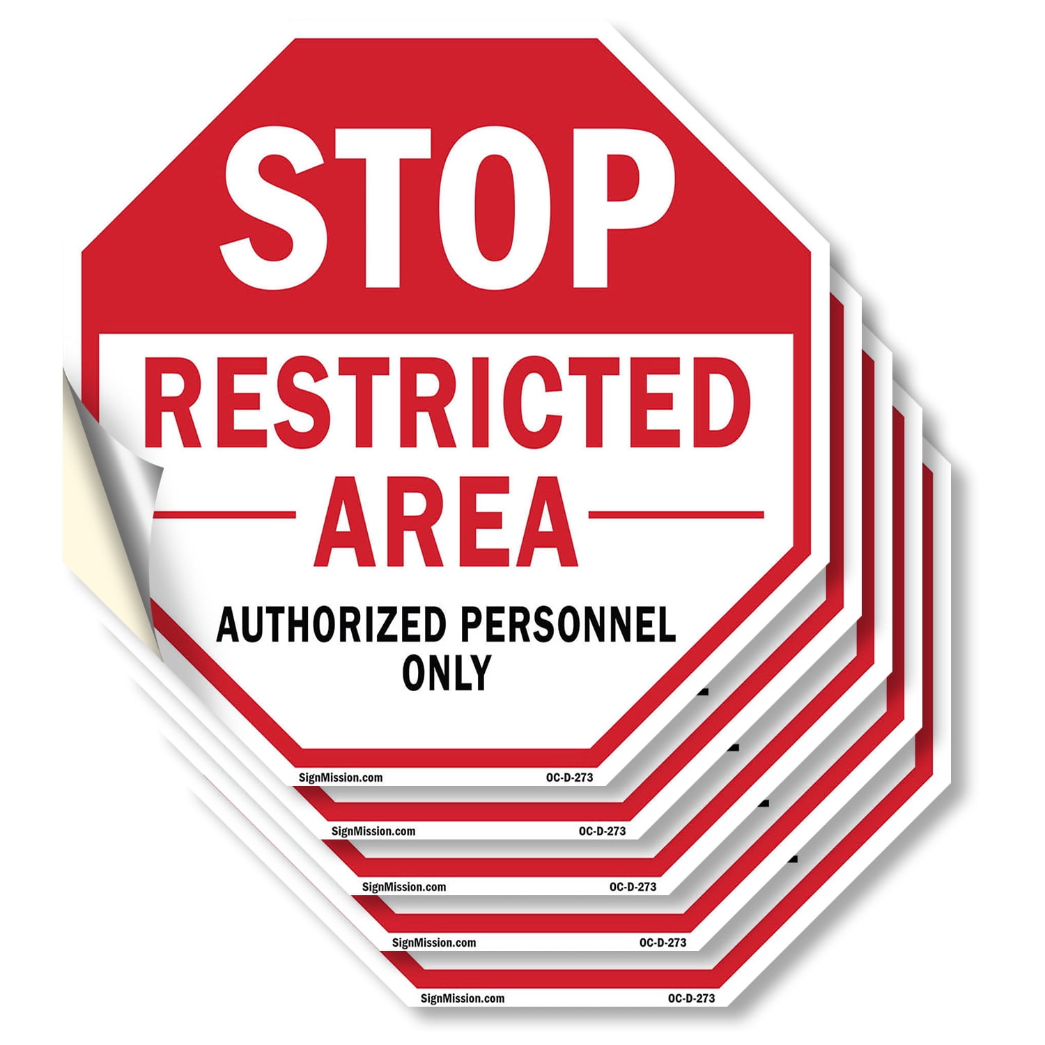 Stop Restricted Area Authorized Personnel Only (5 Pack) 4 inch X 4 inch ...