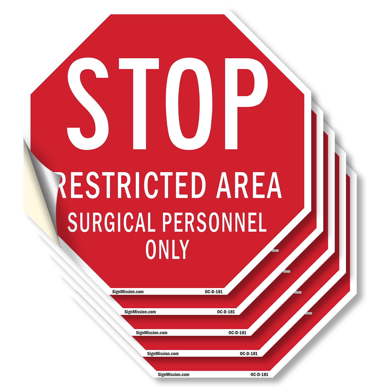 Stop Restricted Area Surgical Personnel Only (5 Pack) 4 inch X 4 inch ...