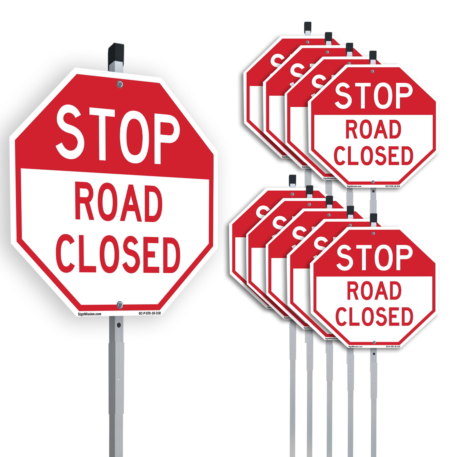 Stop Road Closed (10 Pack) 10 inch X 10 inch Octagon Plastic Signs with ...
