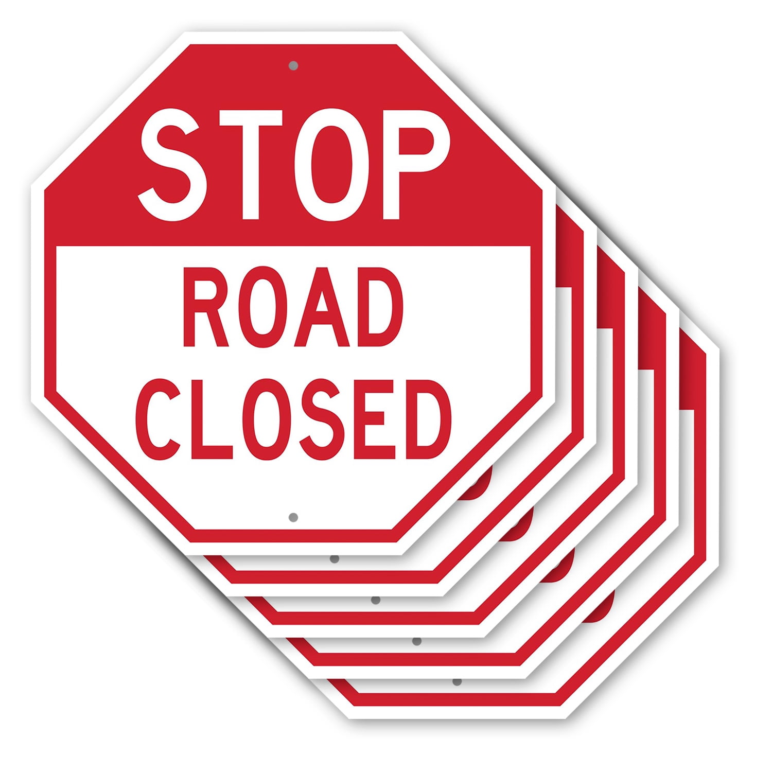 Stop Road Closed (5 Pack) 10 inch X 10 inch Octagon Rust Free Aluminum ...